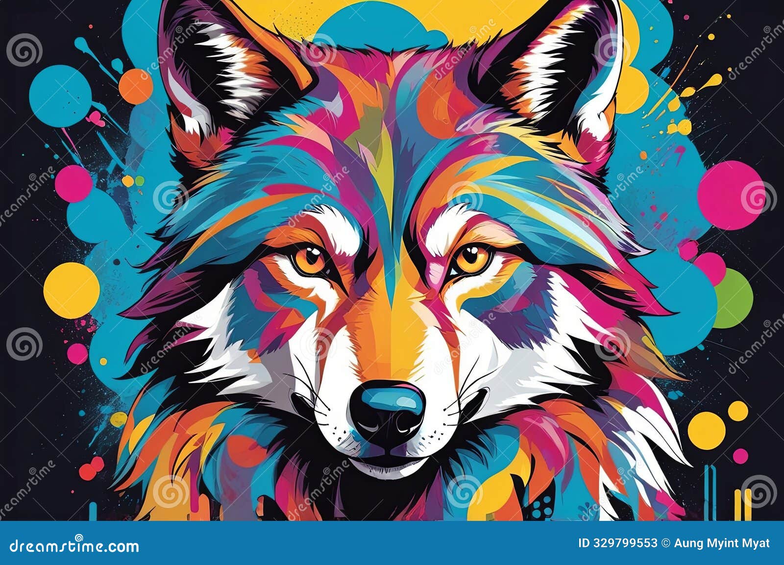 Pop Art, an Image of a Wolf Stock Illustration - Illustration of face ...