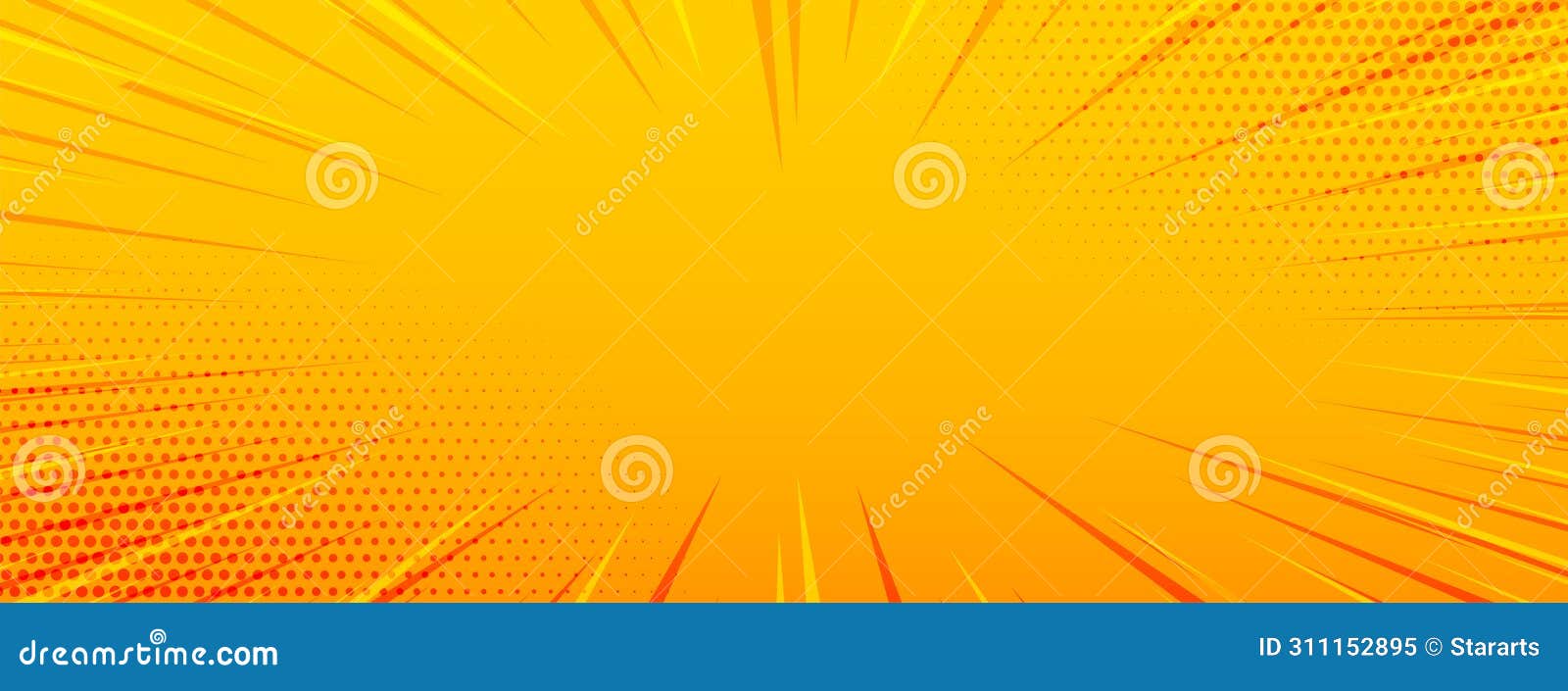 Pop Art Inspired Comic Rays Explosion Yellow Banner Stock Vector ...