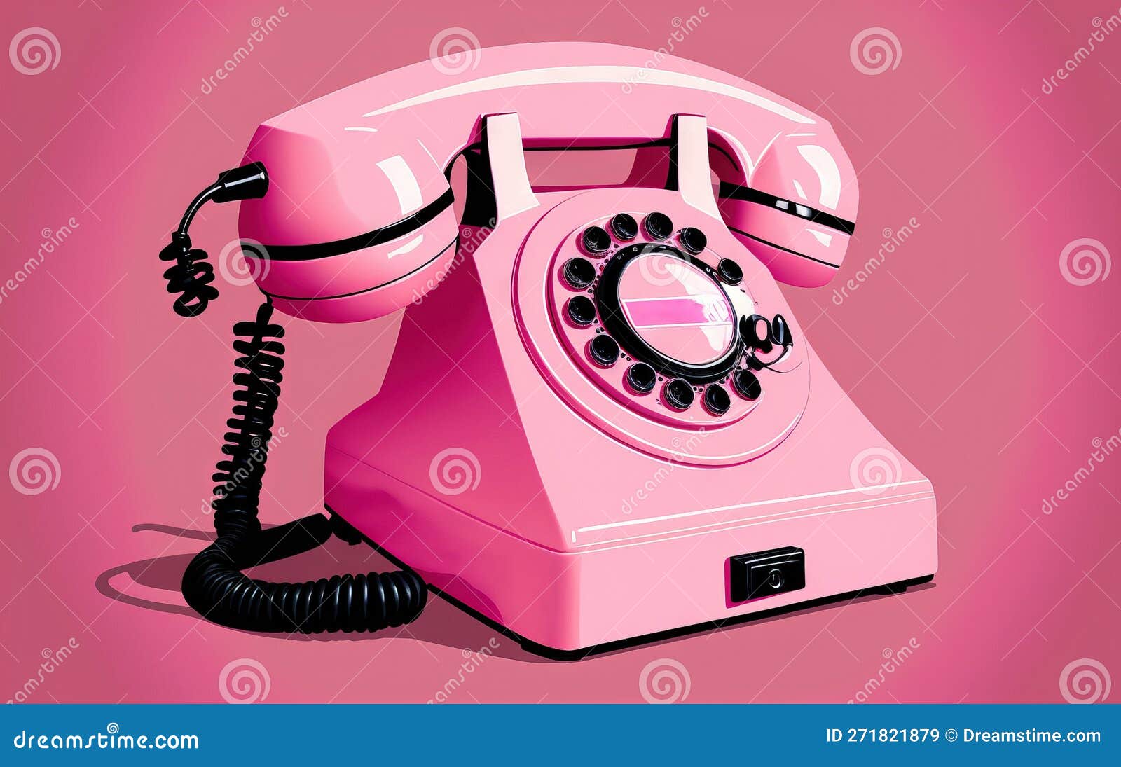 Pop Art Inspired Retro Pink Telephone on Pink Background Stock ...