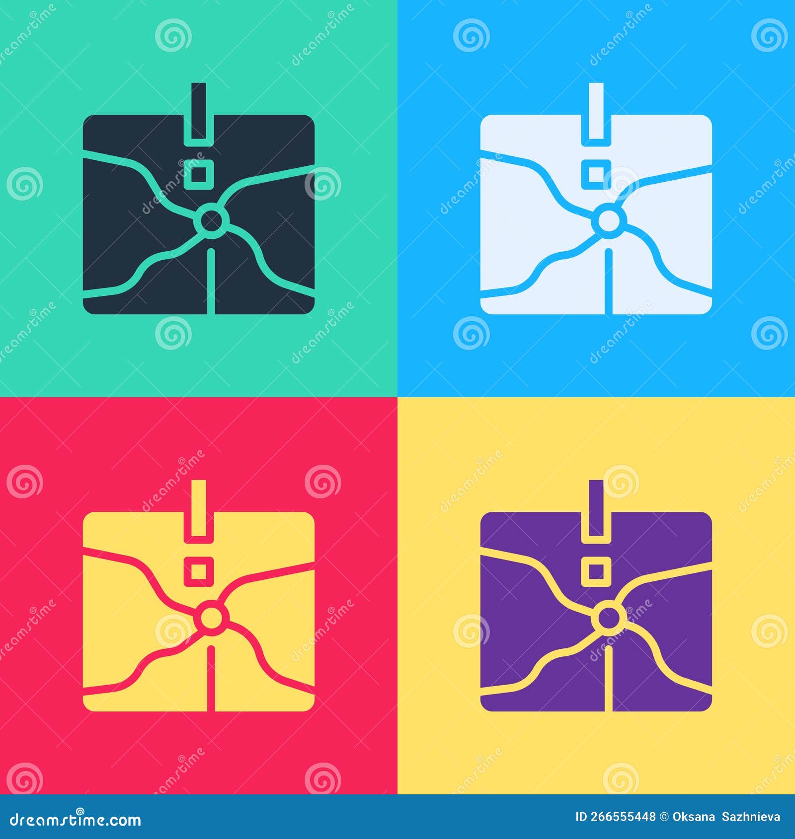 Pop Art Intersection Point Icon Isolated on Color Background. Vector ...