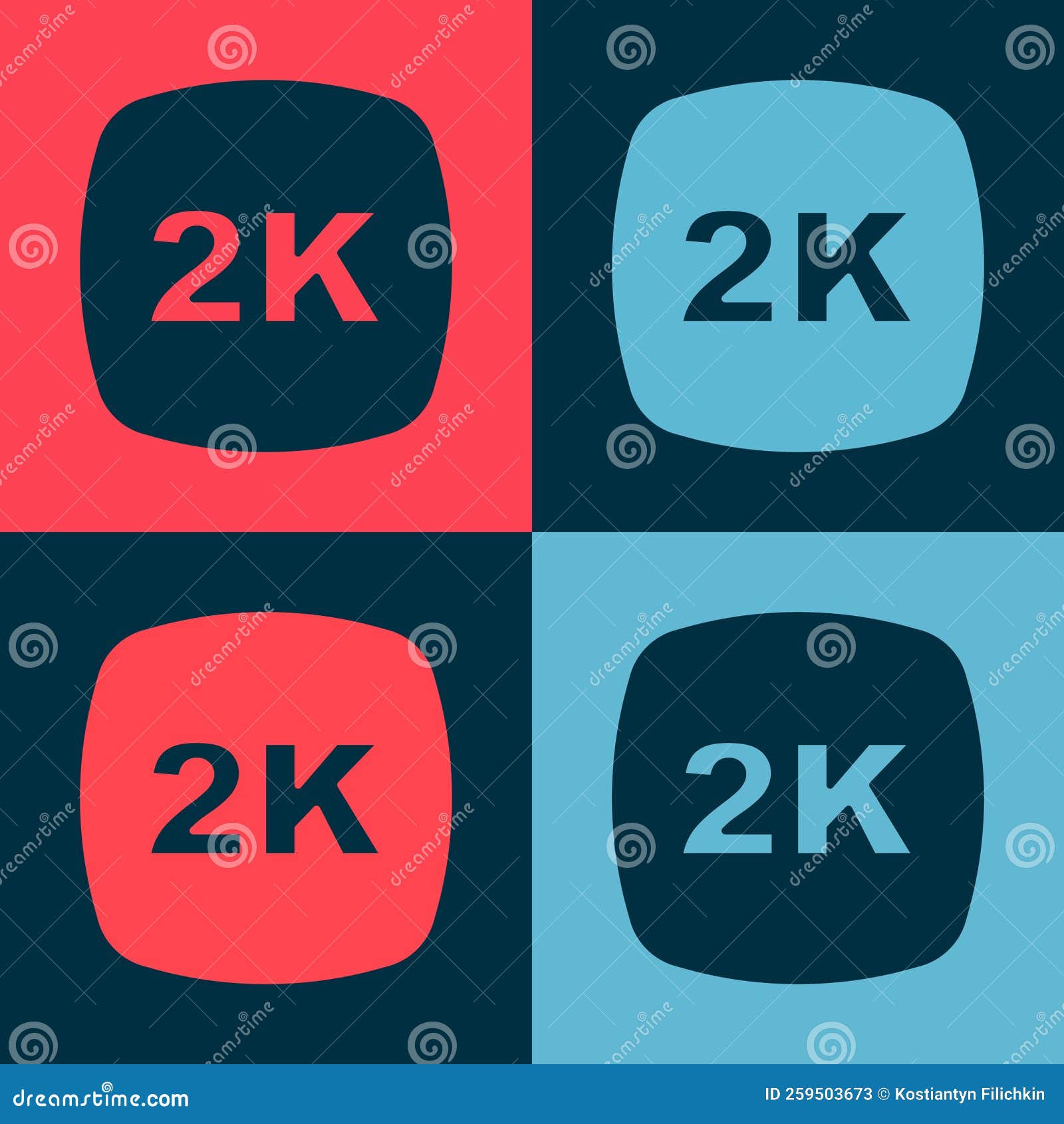 Pop Art 2k Ultra HD Icon Isolated On Color Background. Vector Stock ...