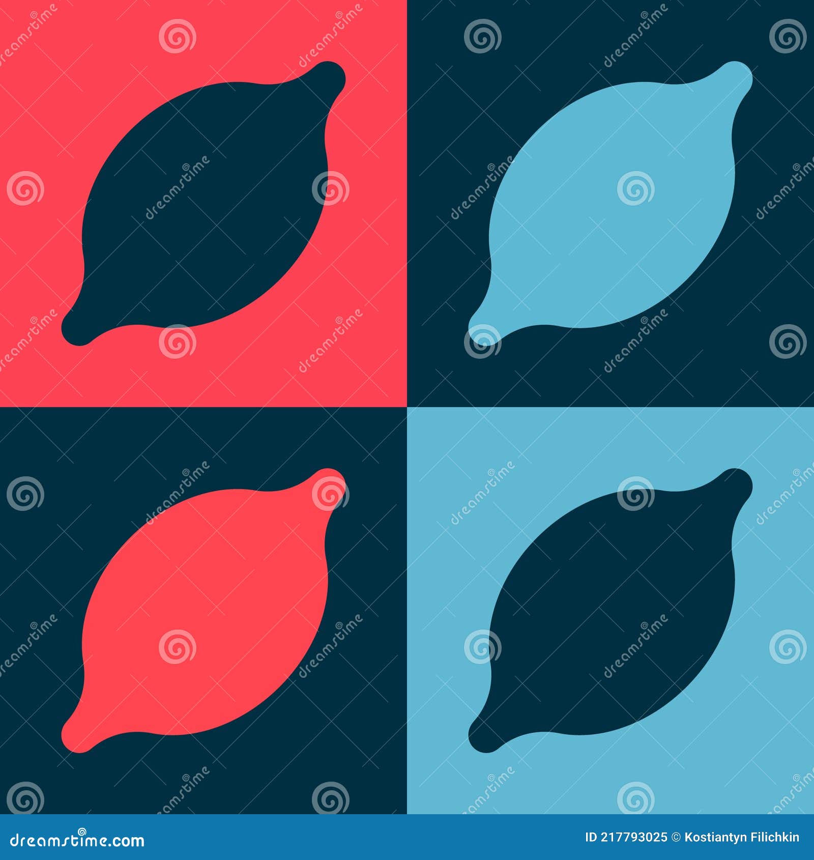 Pop Art Lemon Icon Isolated on Color Background. Vector Stock Vector ...