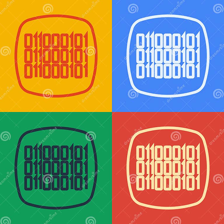 Pop Art Line Binary Code Icon Isolated on Color Background. Vector Stock Illustration ...