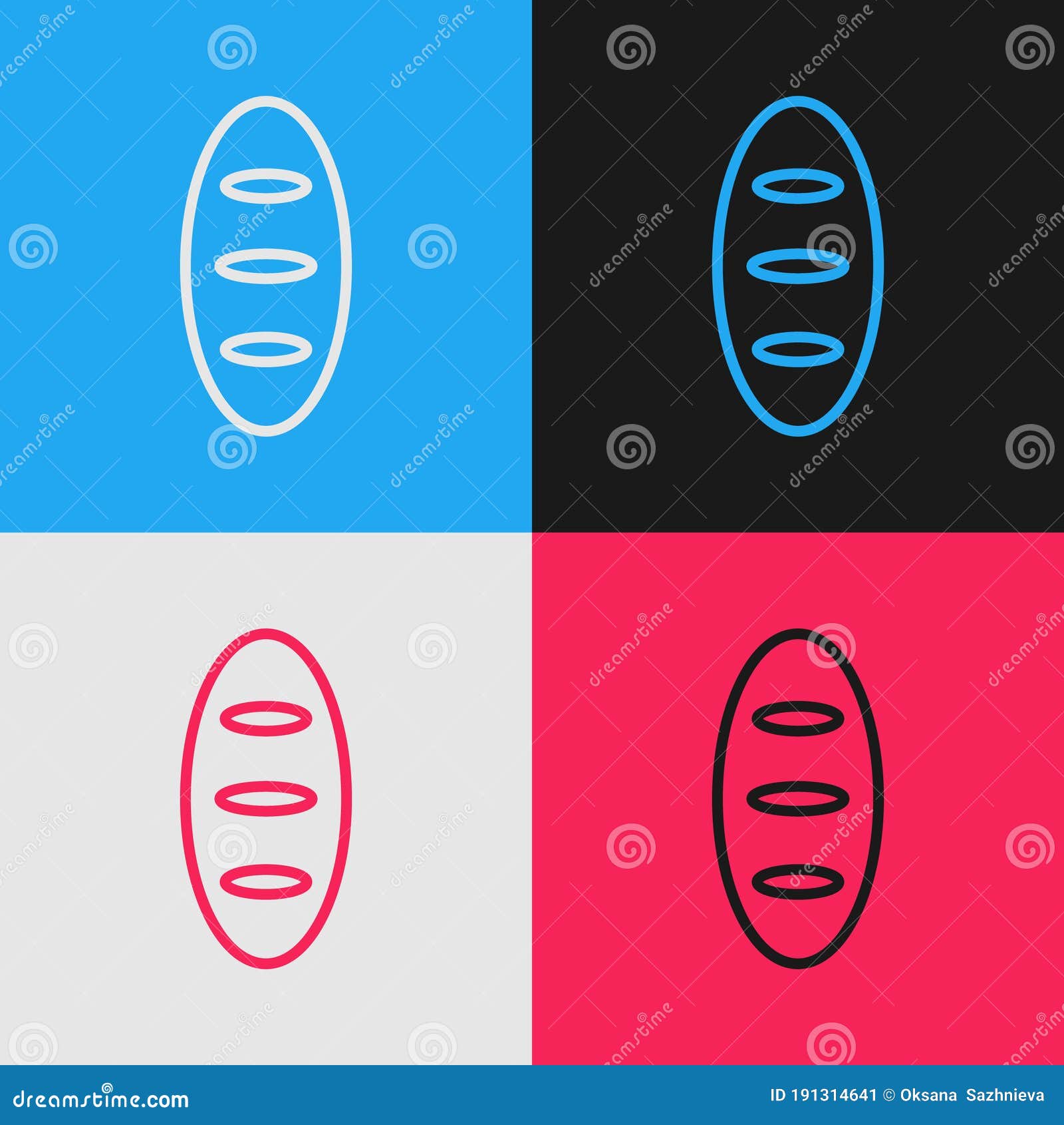 Pop Art Line Bread Loaf Icon Isolated on Color Background. Vector Stock ...