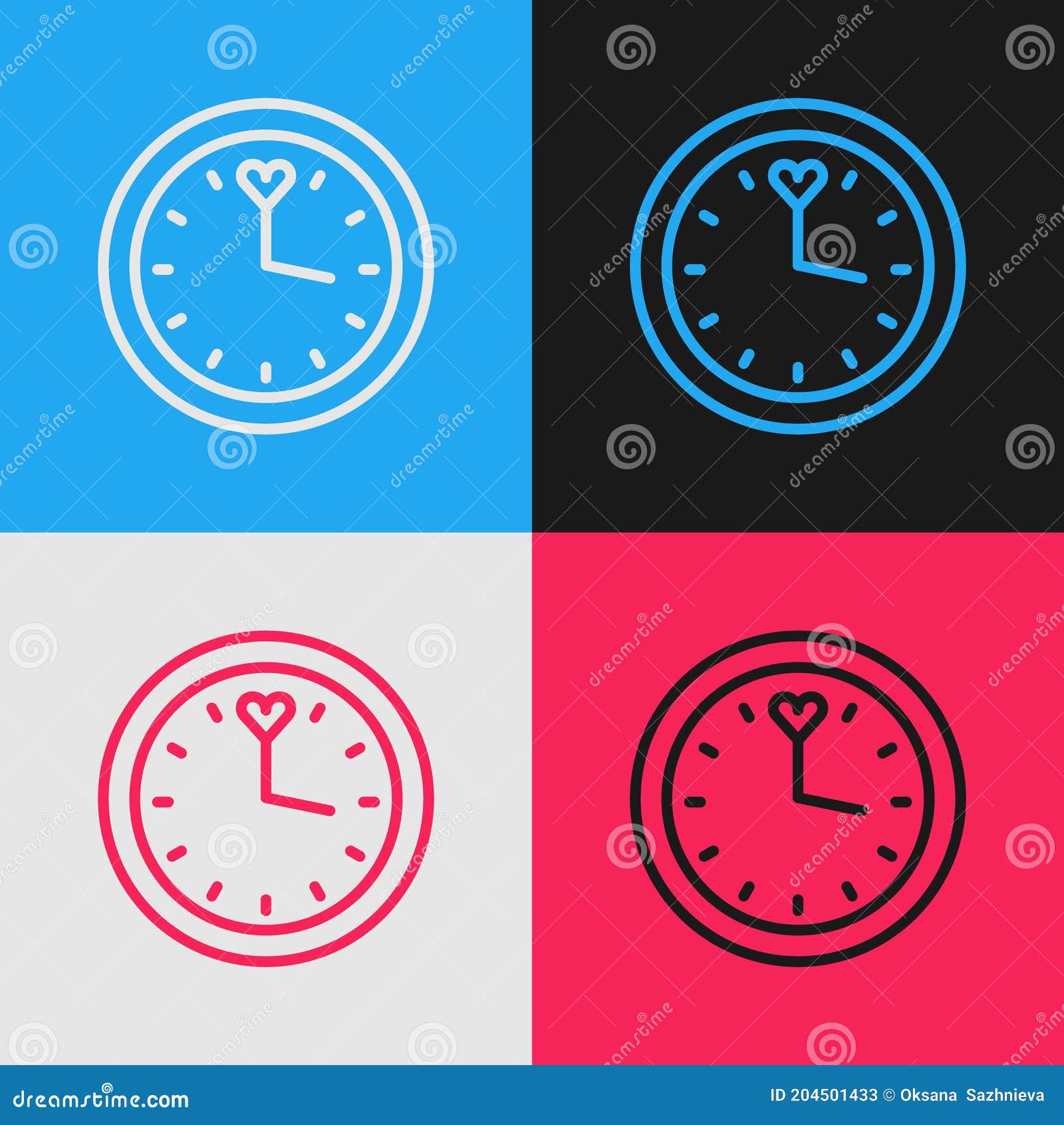 Pop Art Line Clock Icon Isolated on Color Background. Time Symbol Stock ... Pop Art Line Clock Icon Isolated on Color Background. Time Symbol Stock ...