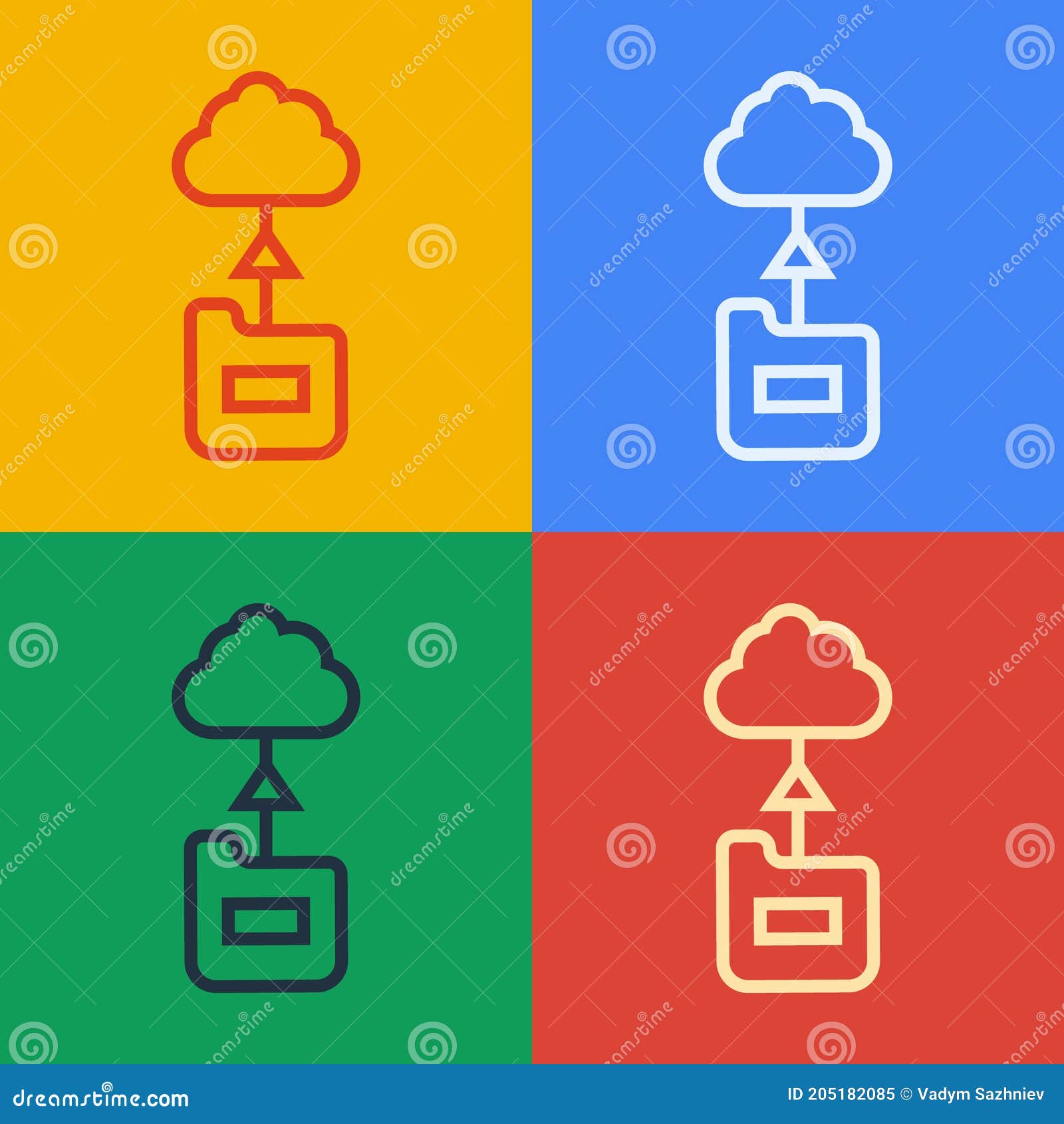 Pop Art Line Cloud Technology Data Transfer and Storage Icon Isolated ...