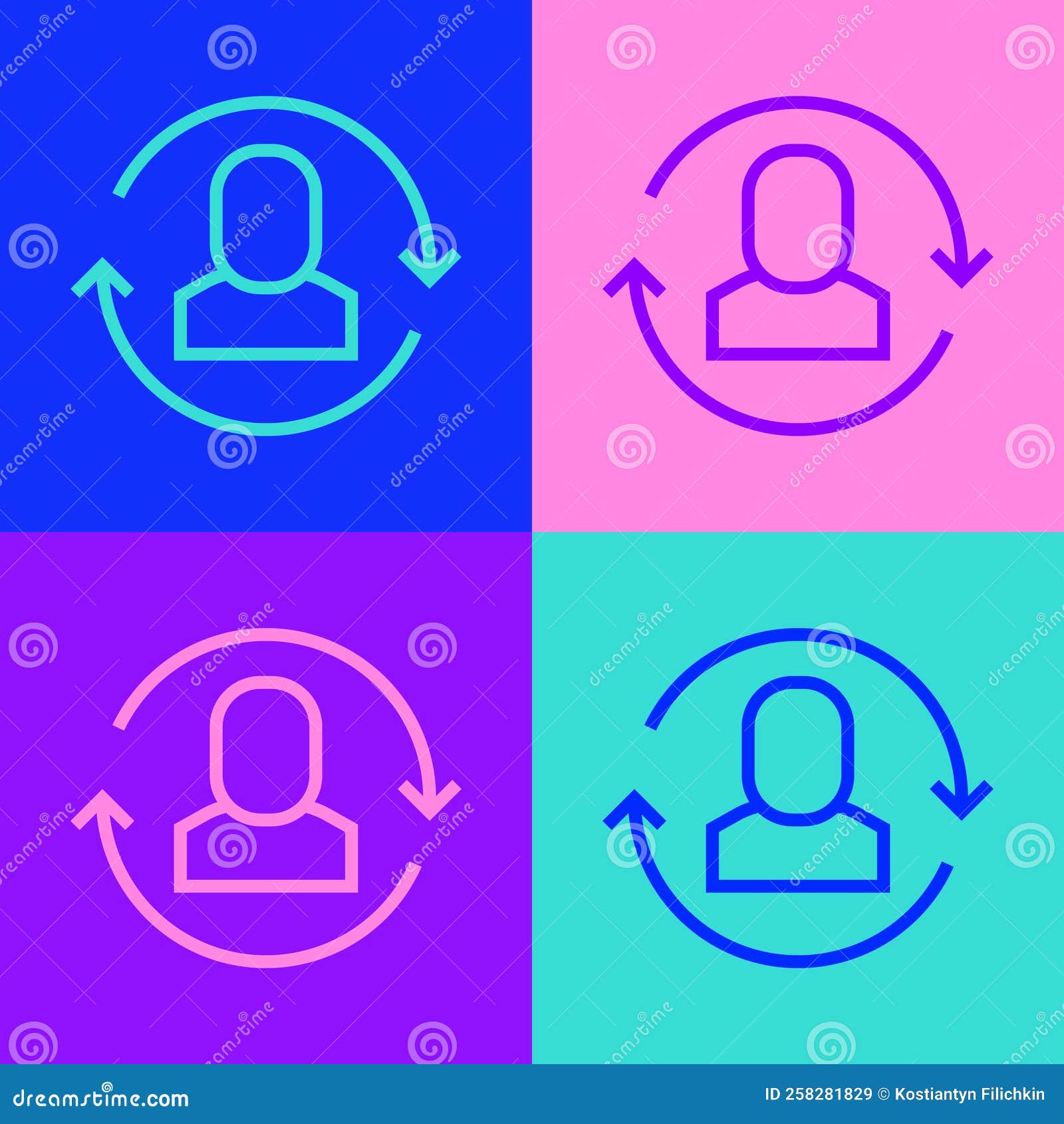 Pop Art Line Exchange Work Icon Isolated on Color Background ... Pop Art Line Exchange Work Icon Isolated on Color Background ...