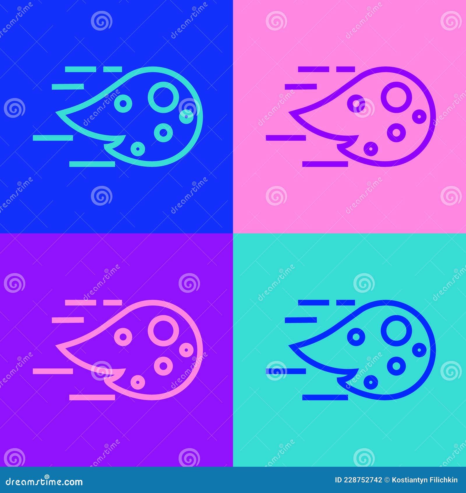 Pop Art Line Fireball Icon Isolated on Color Background. Vector Stock ...