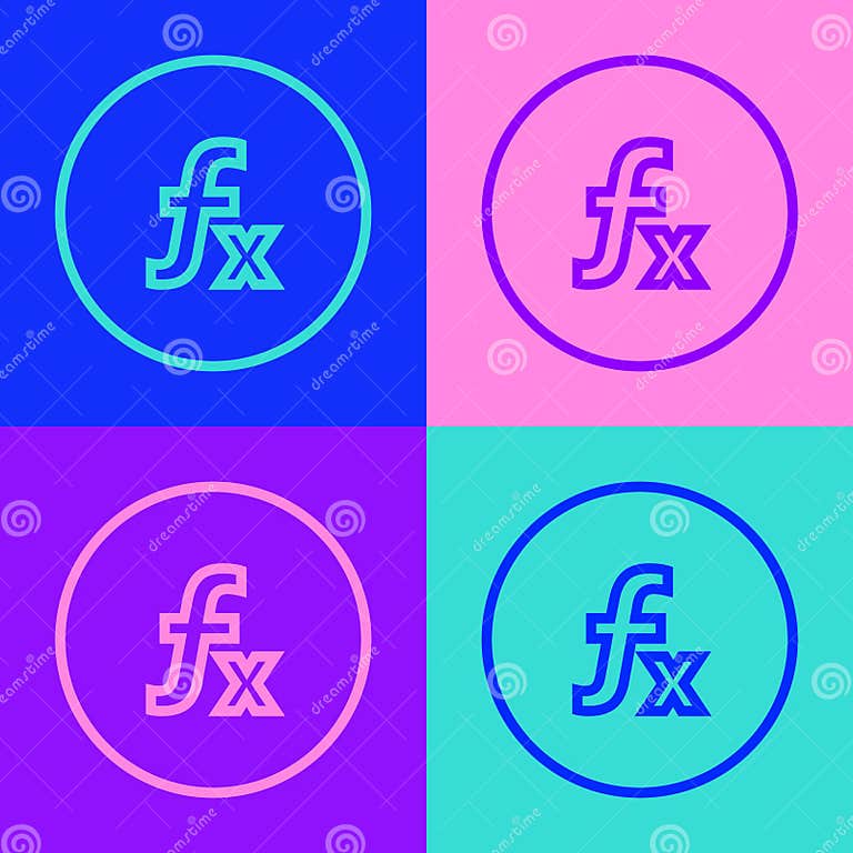 Pop Art Line Function Mathematical Symbol Icon Isolated on Color ...