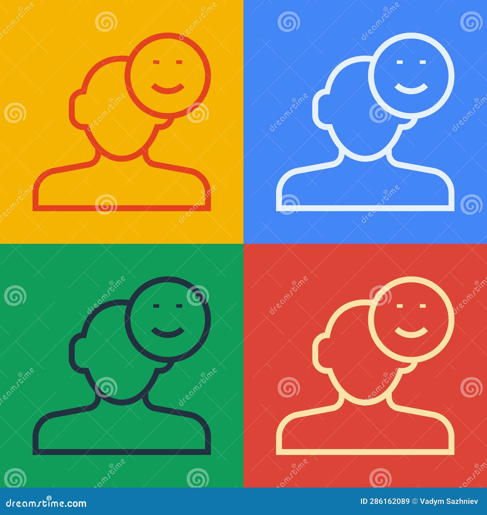 Pop Art Line Good Mood Icon Isolated on Color Background. Vector Stock ...