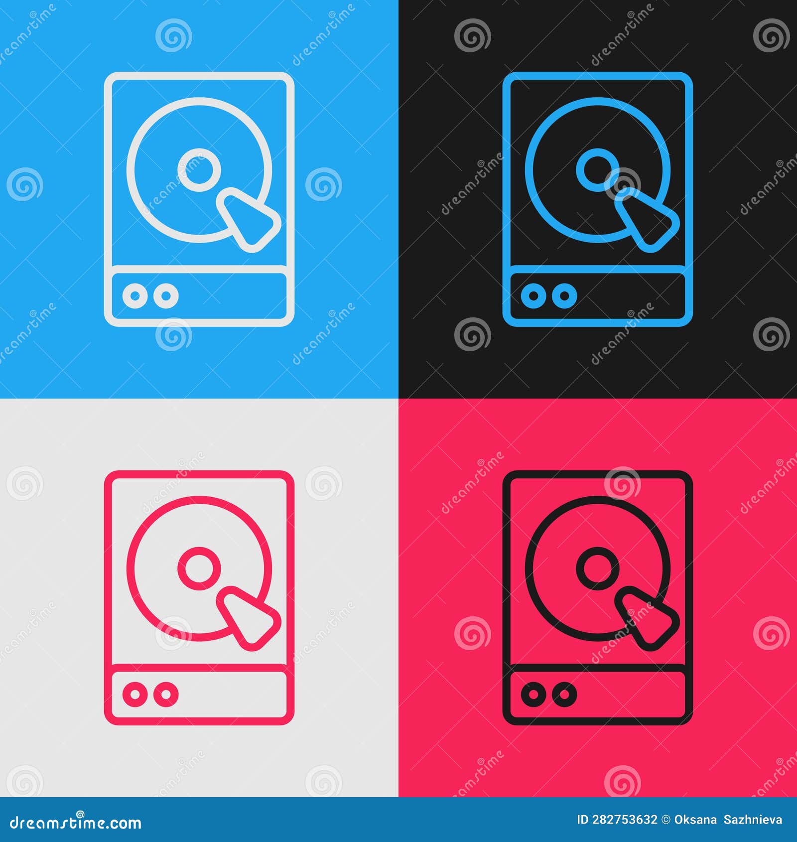 Pop Art Line Hard Disk Drive HDD Icon Isolated on Color Background ... Pop Art Line Hard Disk Drive HDD Icon Isolated on Color Background ...