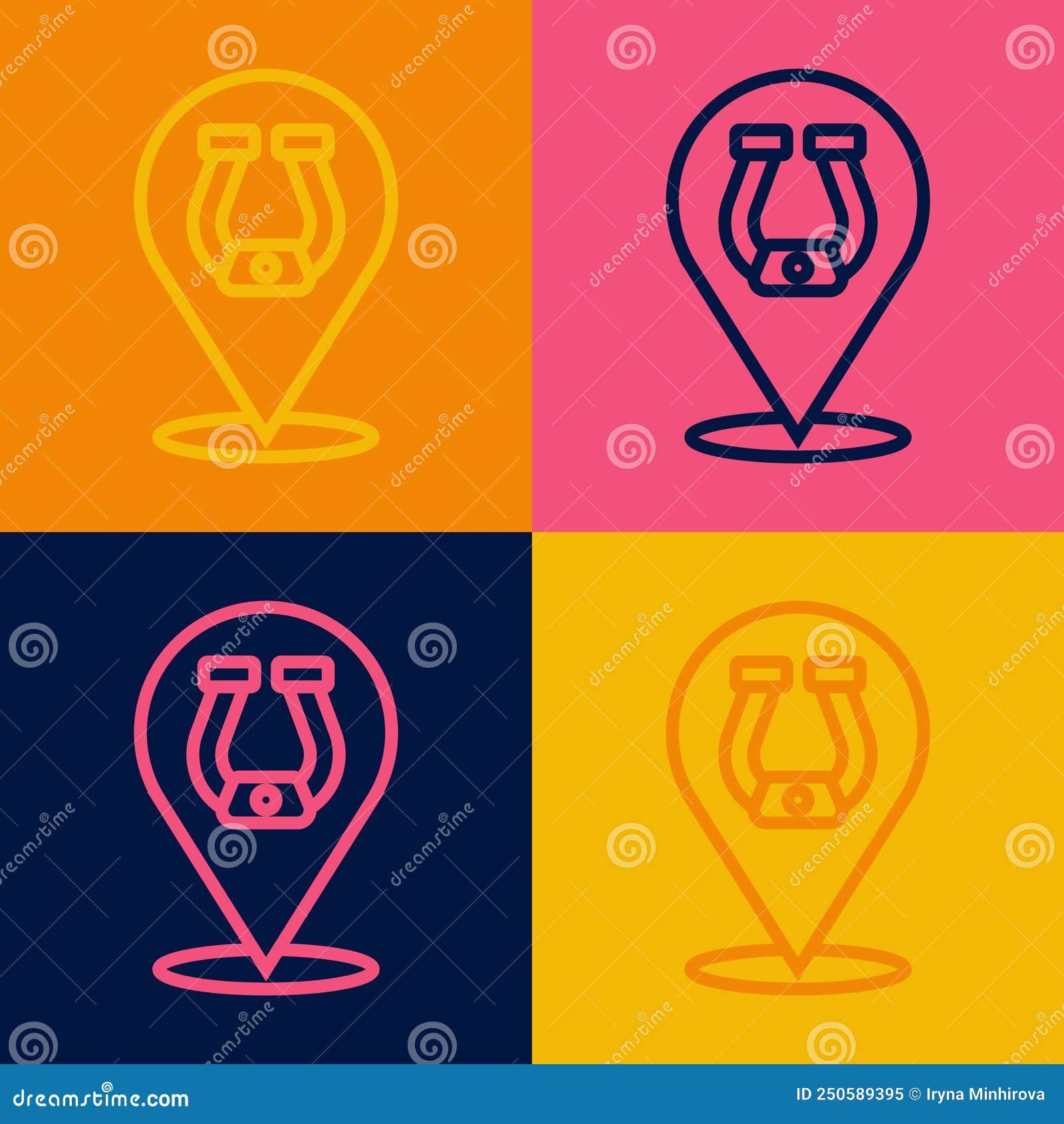 Pop Art Line Horseshoe Icon Isolated on Color Background. Vector Stock ... Pop Art Line Horseshoe Icon Isolated on Color Background. Vector Stock ...