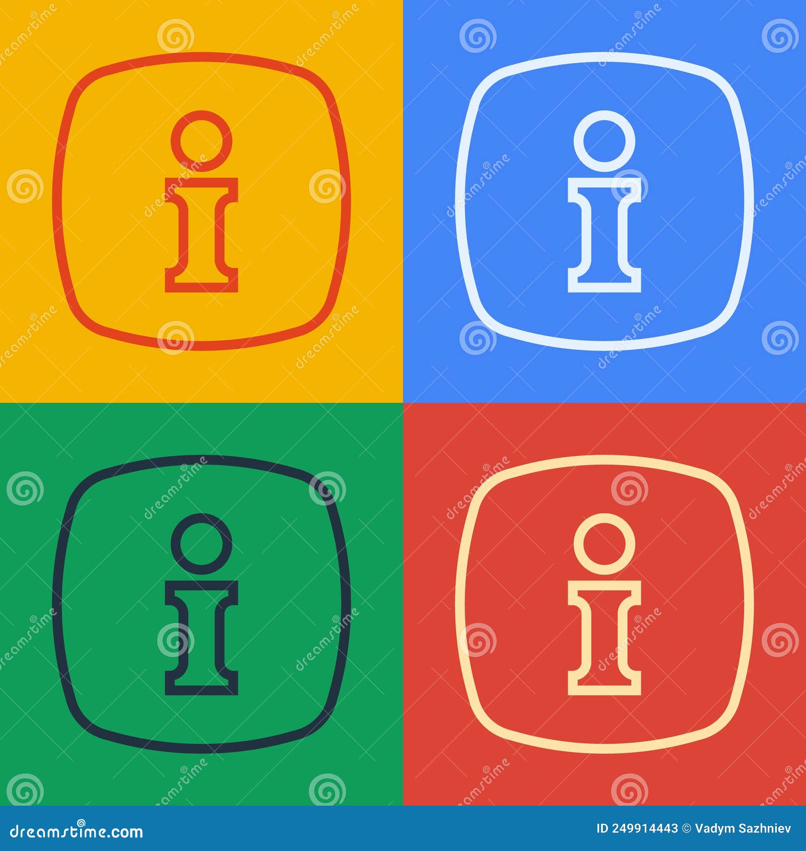 Pop Art Line Information Icon Isolated on Color Background. Vector ...