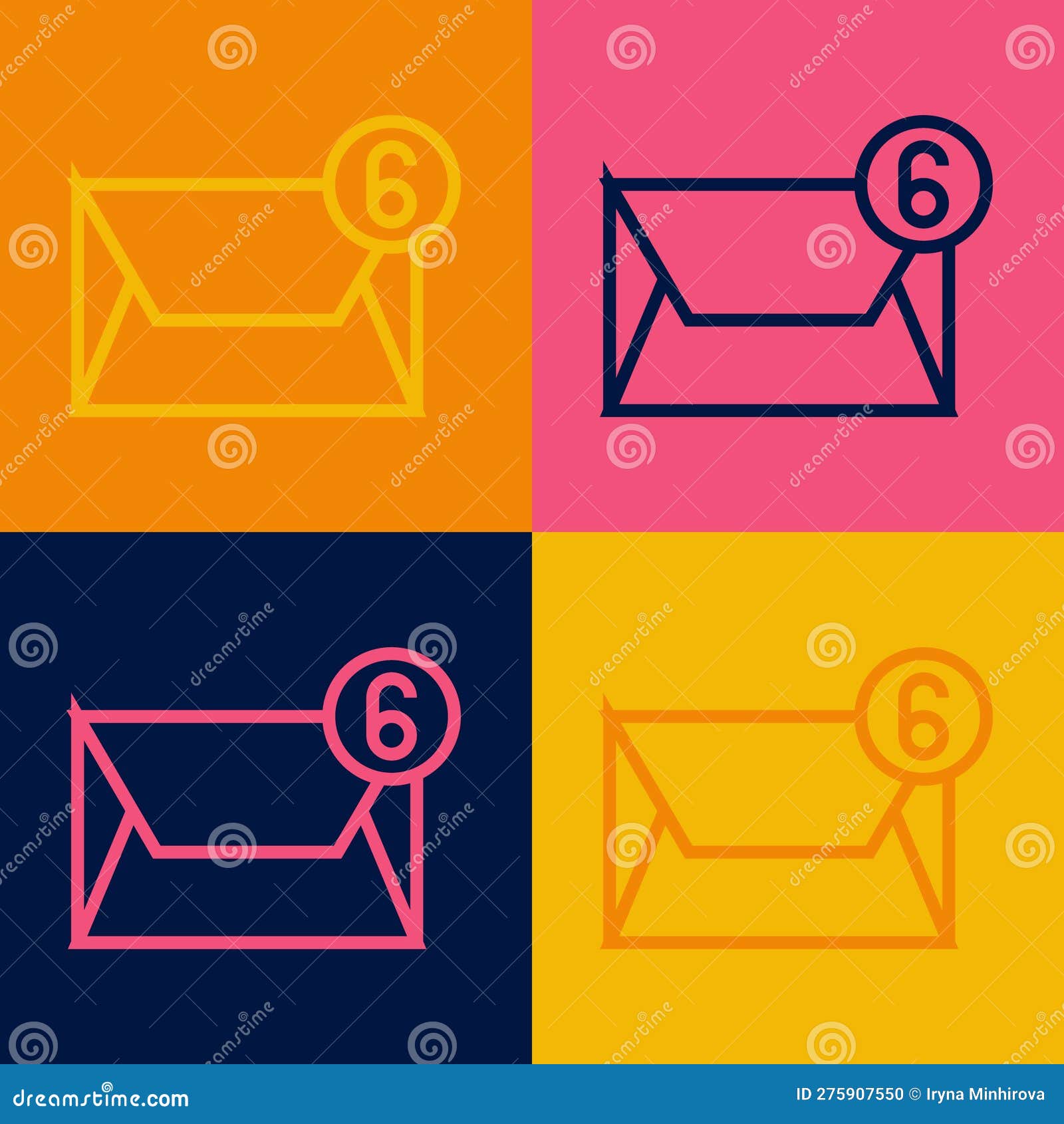 Pop Art Line Mail and E-mail Icon Isolated on Color Background ...