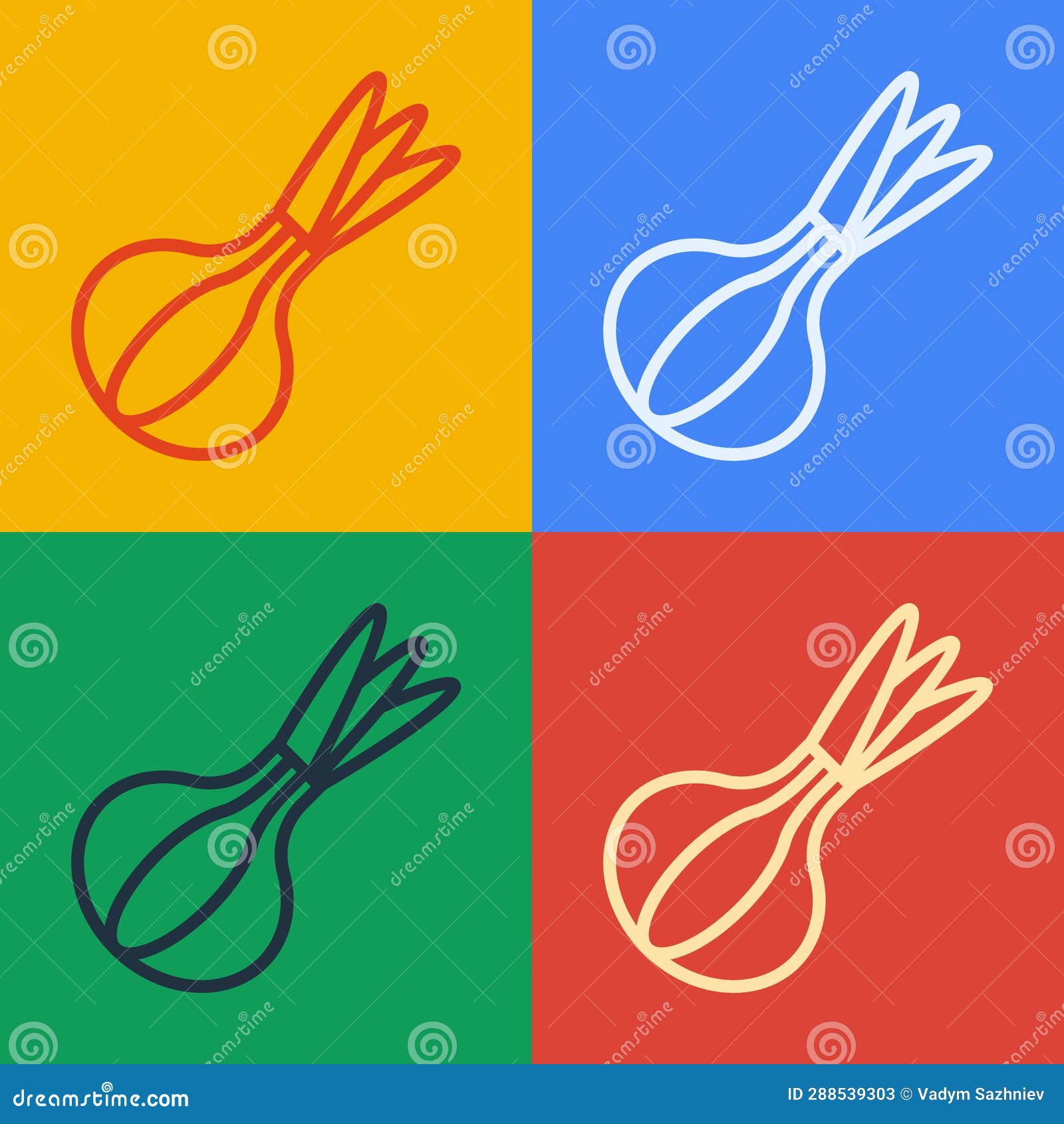 Pop Art Line Onion Icon Isolated on Color Background. Vector Stock ...