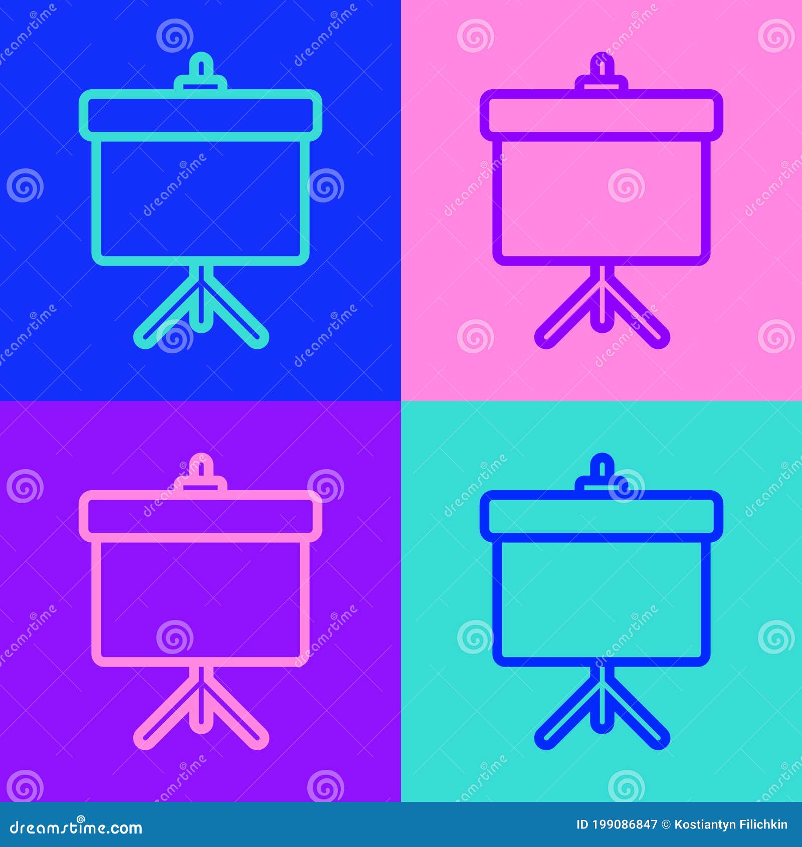 Pop Art Line Presentation Board with Graph, Schedule, Chart, Diagram ...
