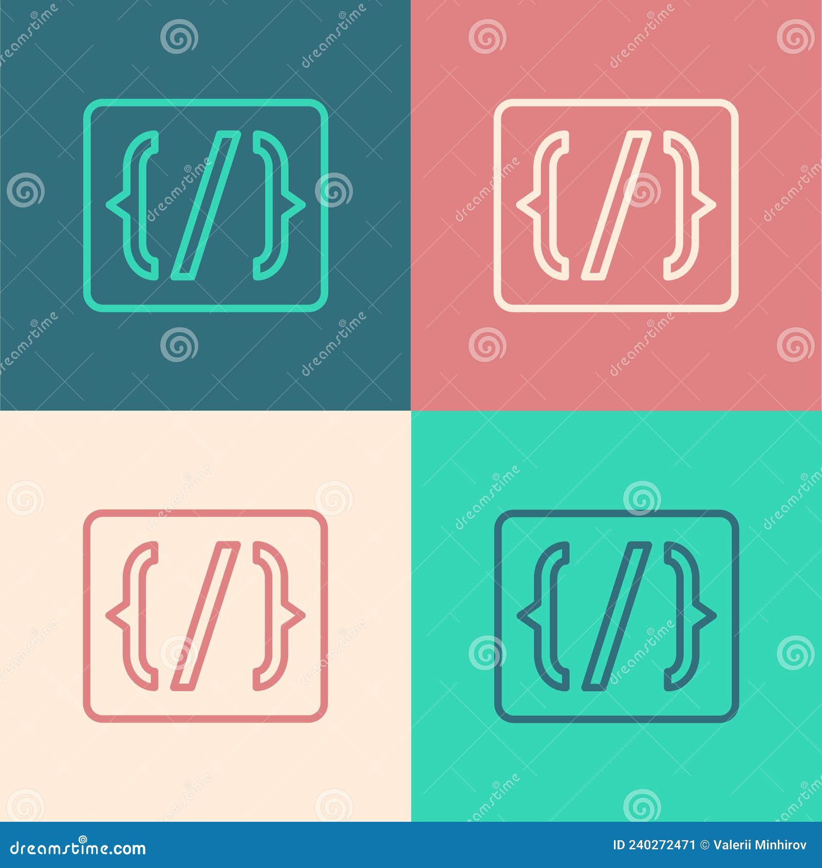 Pop Art Line Programming Language Syntax Icon Isolated On Color Background Syntax Programming 5941