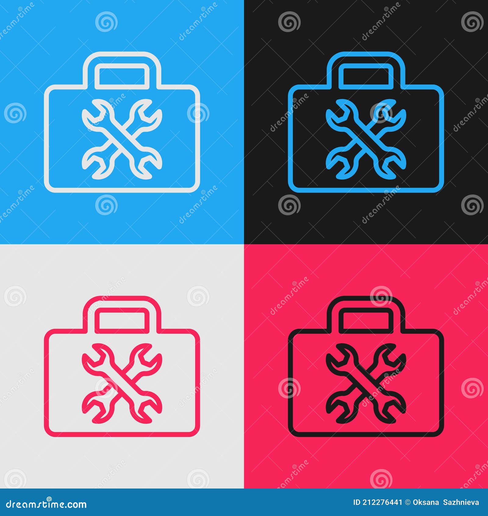 Pop Art Line Toolbox Icon Isolated on Color Background. Tool Box Sign ...