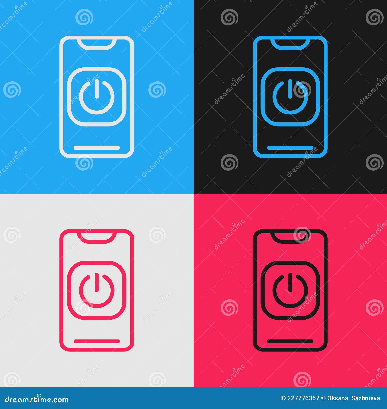 Pop Art Line Turn Off Robot from Phone Icon Isolated on Color ... Pop Art Line Turn Off Robot from Phone Icon Isolated on Color ...