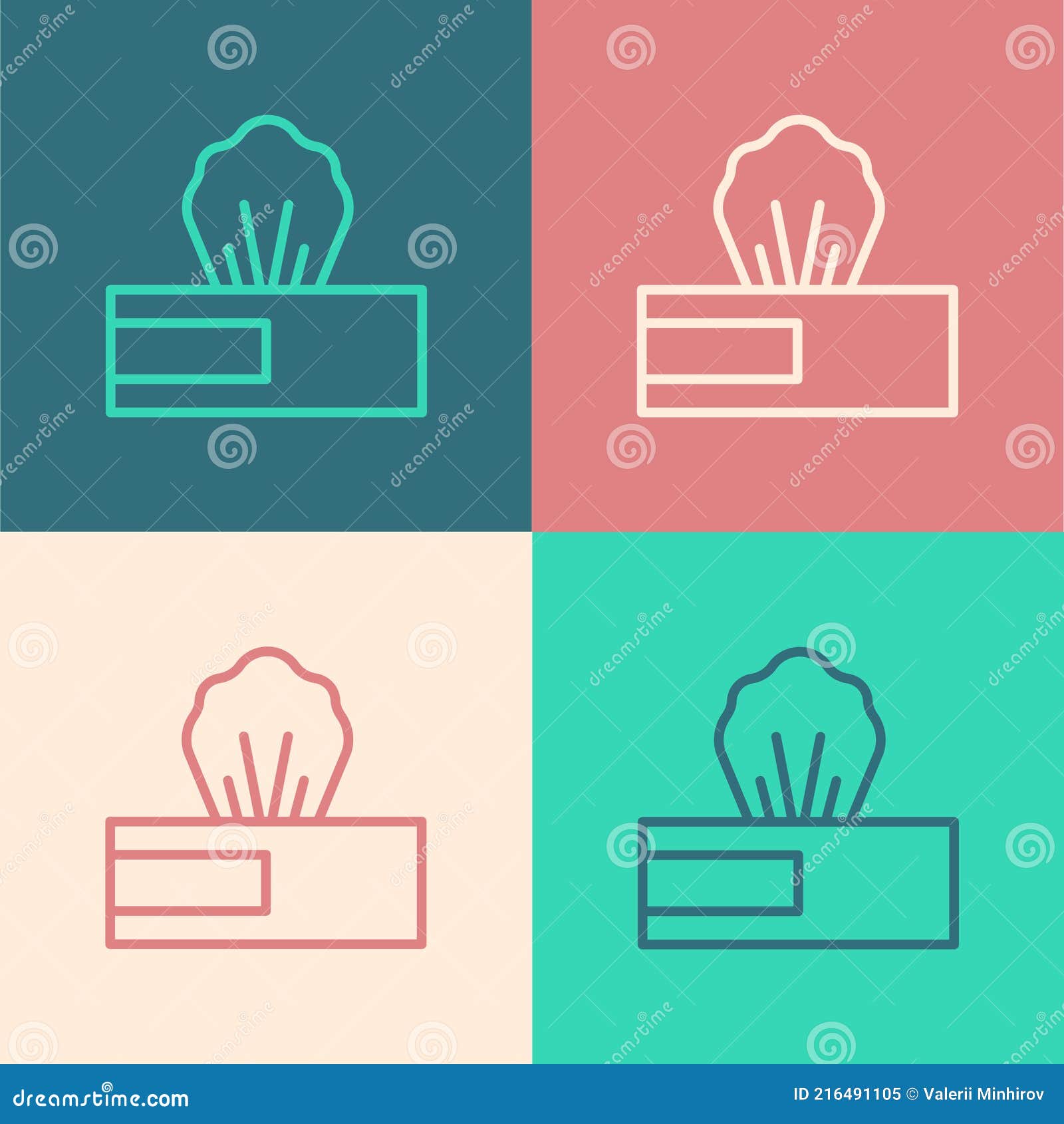 Pop Art Line Wet Wipe Pack Icon Isolated on Color Background. Vector ...
