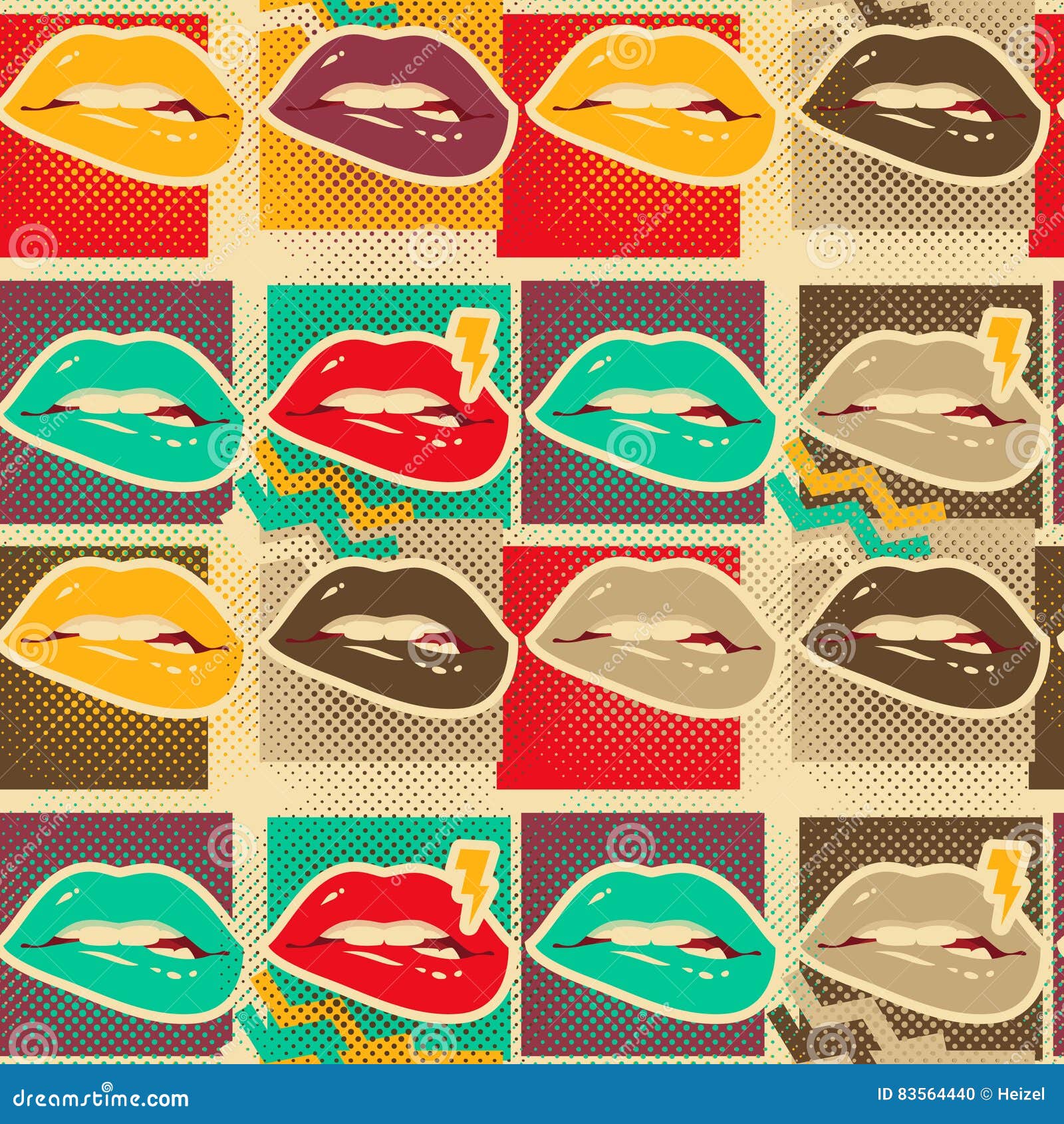 Pop Art Lips Copies Seamless Pattern Stock Vector - Illustration of ...