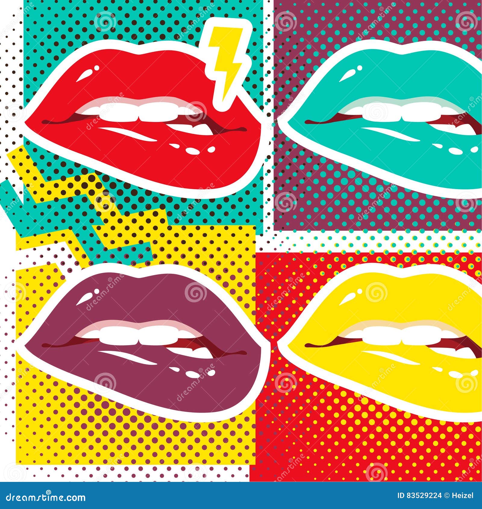 Pop art lips stock vector. Illustration of blue, style - 83529224