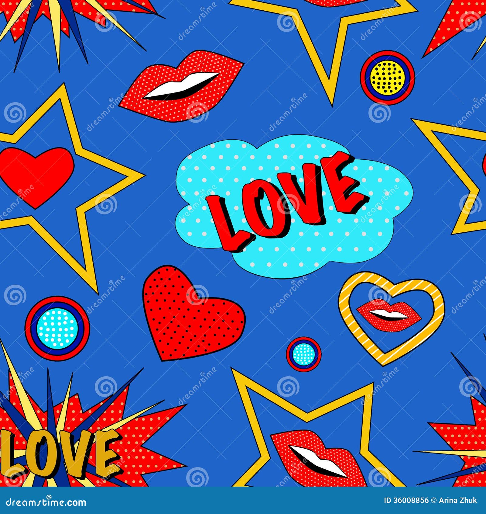Pop Art Love Pattern Royalty Free Stock Image - Image: 36008856