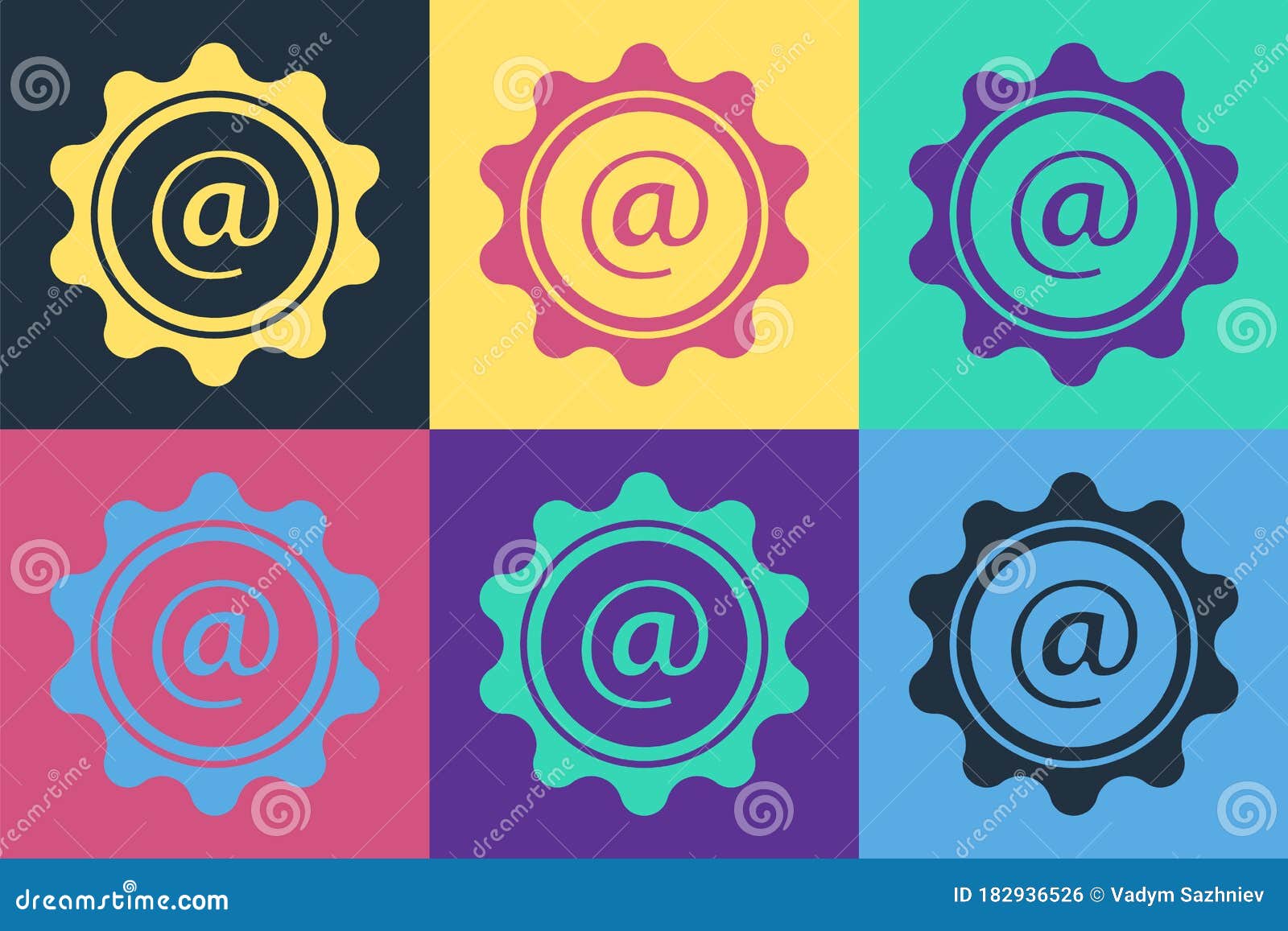 Pop Art Mail and E-mail Icon Isolated on Color Background. Envelope ...