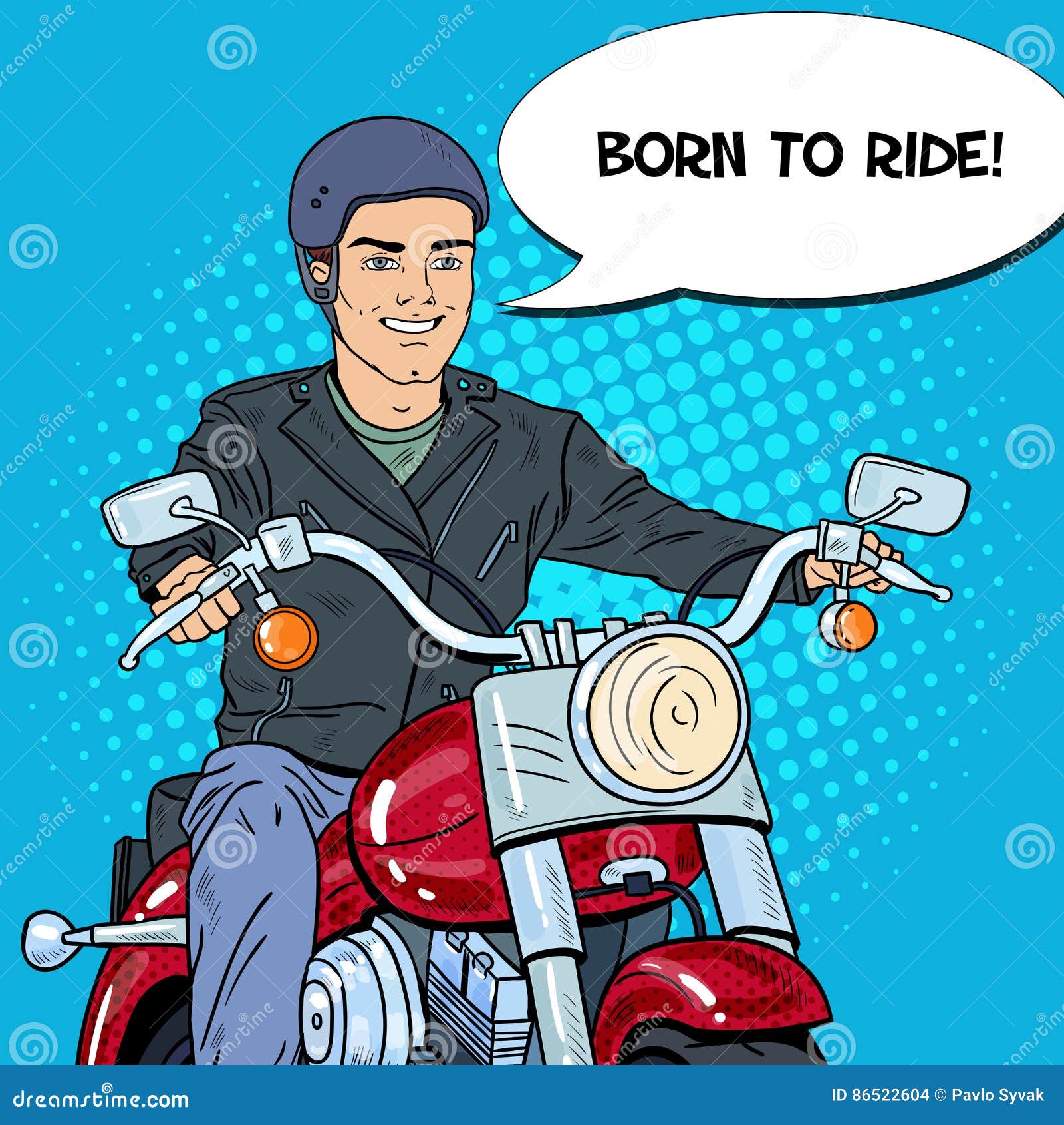 Pop Art Man Biker Riding a Chopper Stock Vector - Illustration of rebel ...