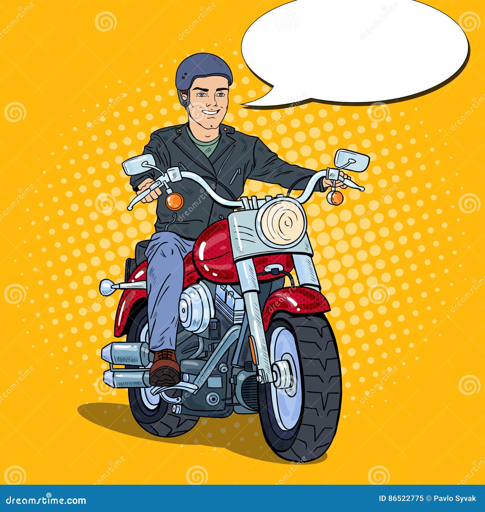 Pop Art Man Biker Riding a Chopper Stock Vector - Illustration of ...