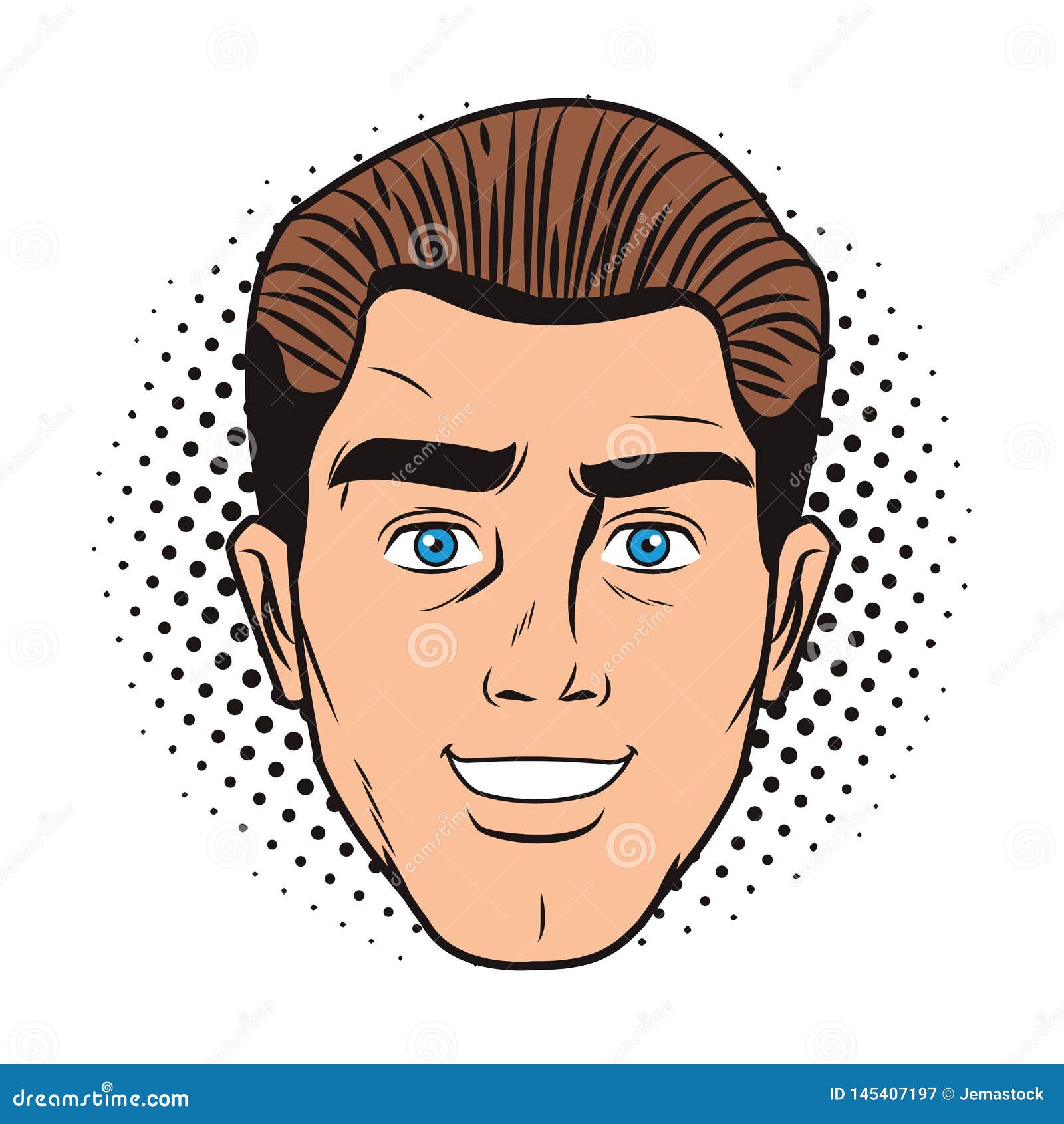 Pop art man face stock vector. Illustration of beauty - 145407197