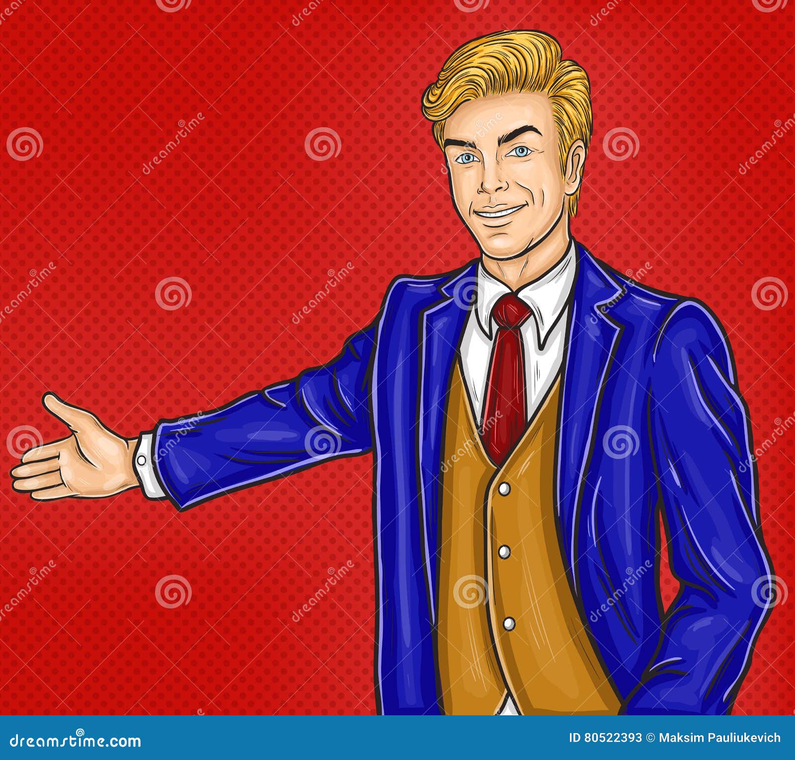 Pop Art Man Makes a Inviting Gesture Stock Vector - Illustration of ...