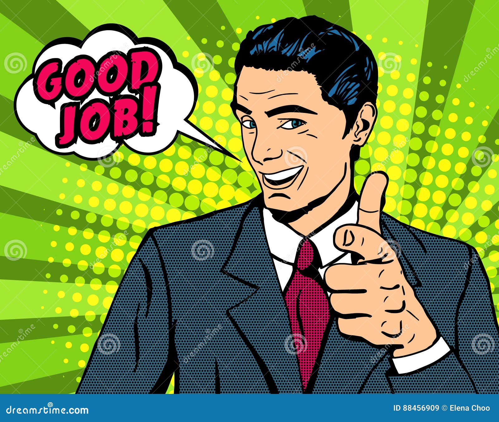 Pop Art Man Pointing Finger Stock Illustration - Illustration of smile ...
