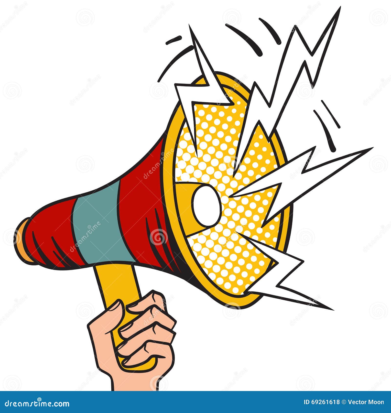 Pop Art Megaphone Design Loudspeaker Cartoon Vector Illustration. Stock ...