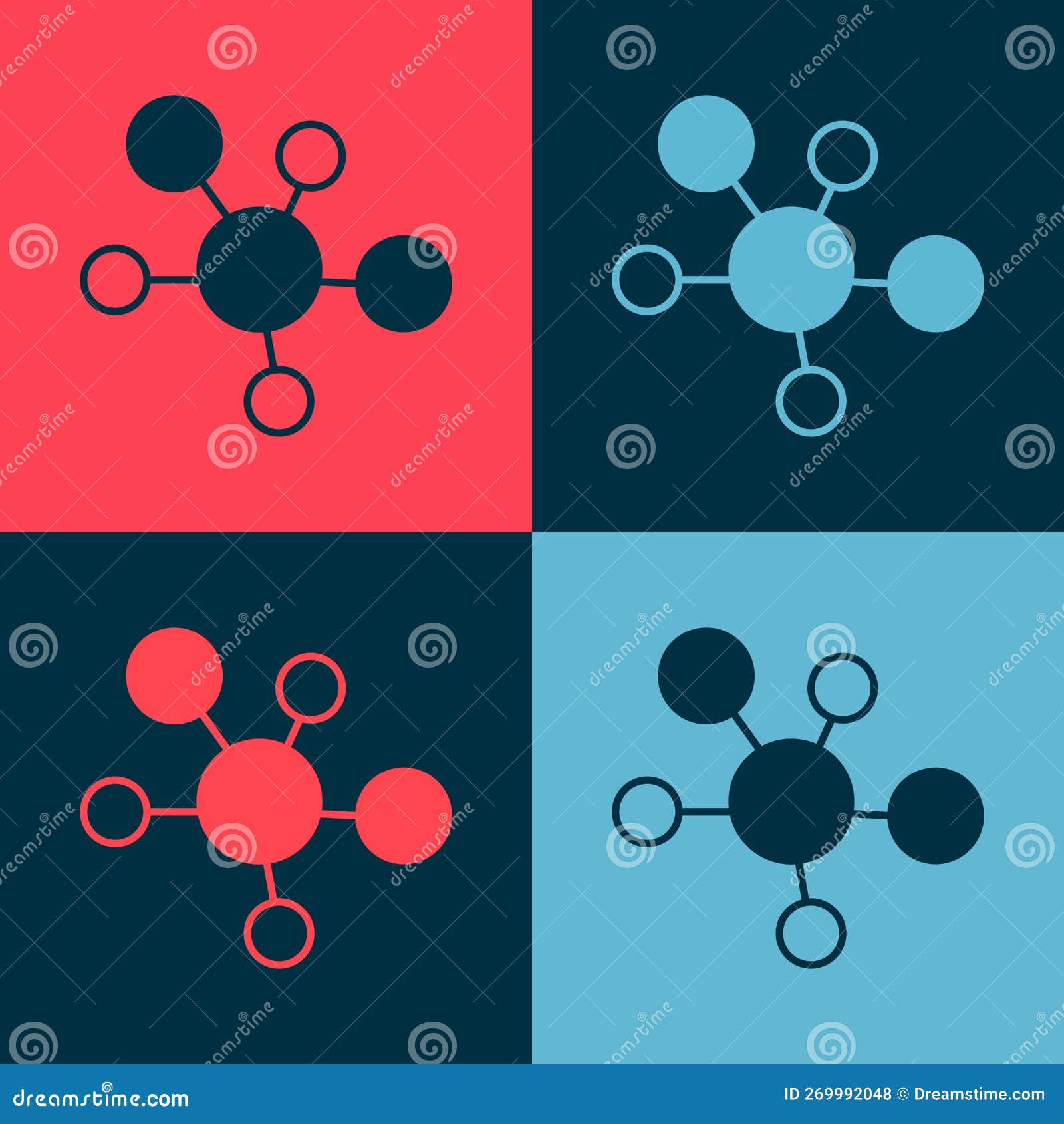 Pop Art Mind Map Infographic Icon Isolated on Color Background. Vector ...