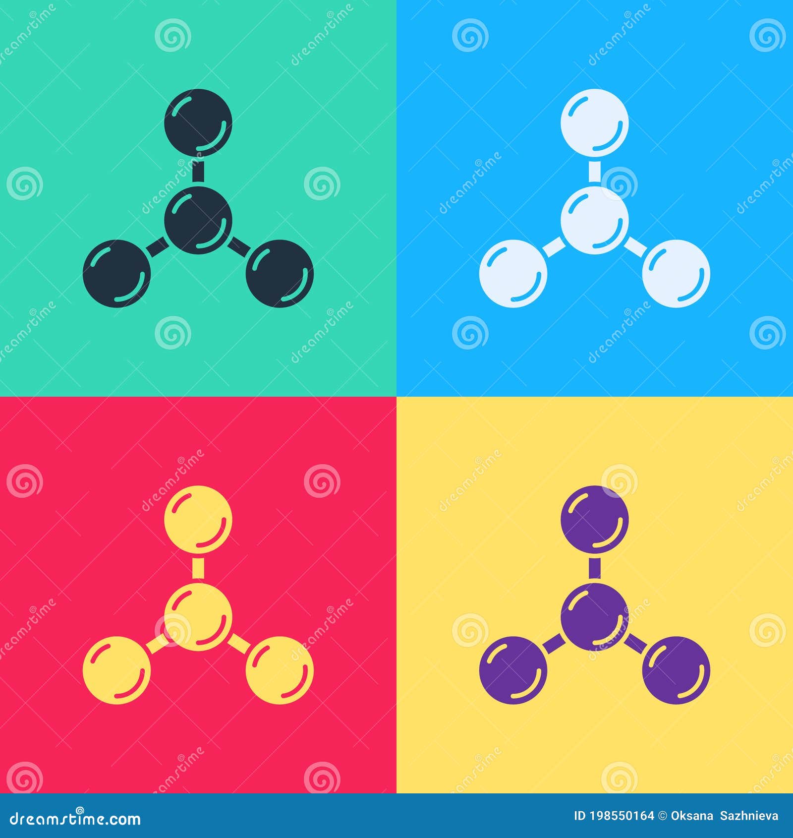 Pop Art Molecule Icon Isolated on Color Background. Structure of ...