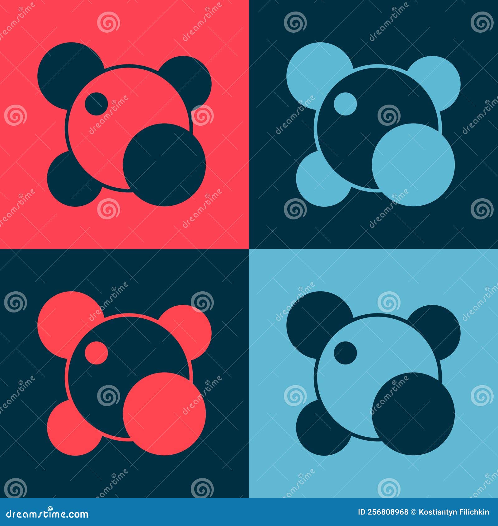 Pop Art Molecule Icon Isolated on Color Background. Structure of ...