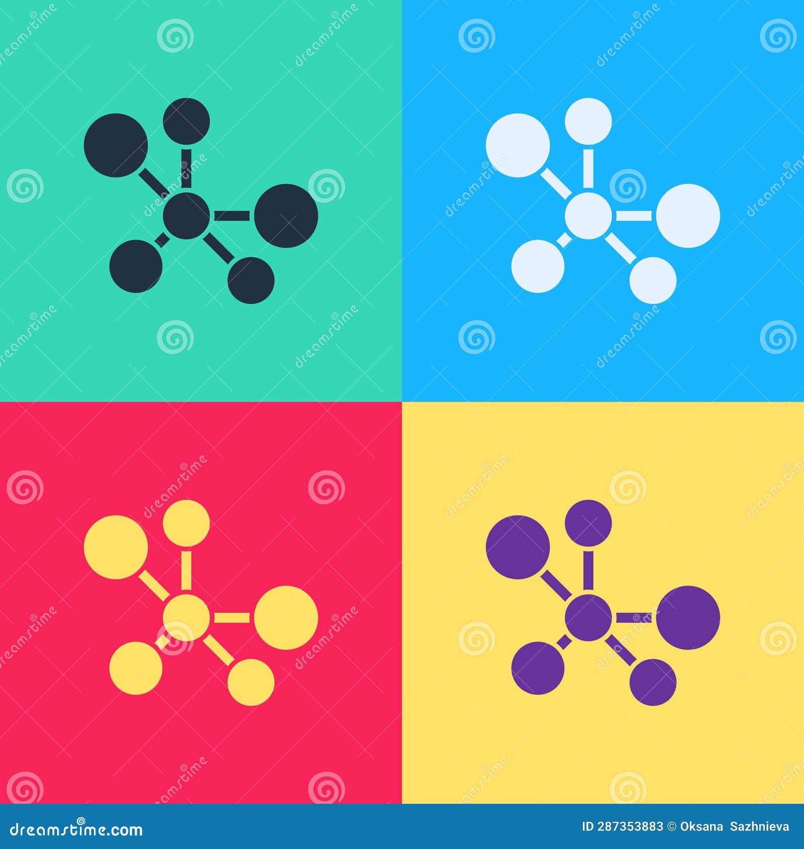 Pop Art Molecule Icon Isolated on Color Background. Structure of ...