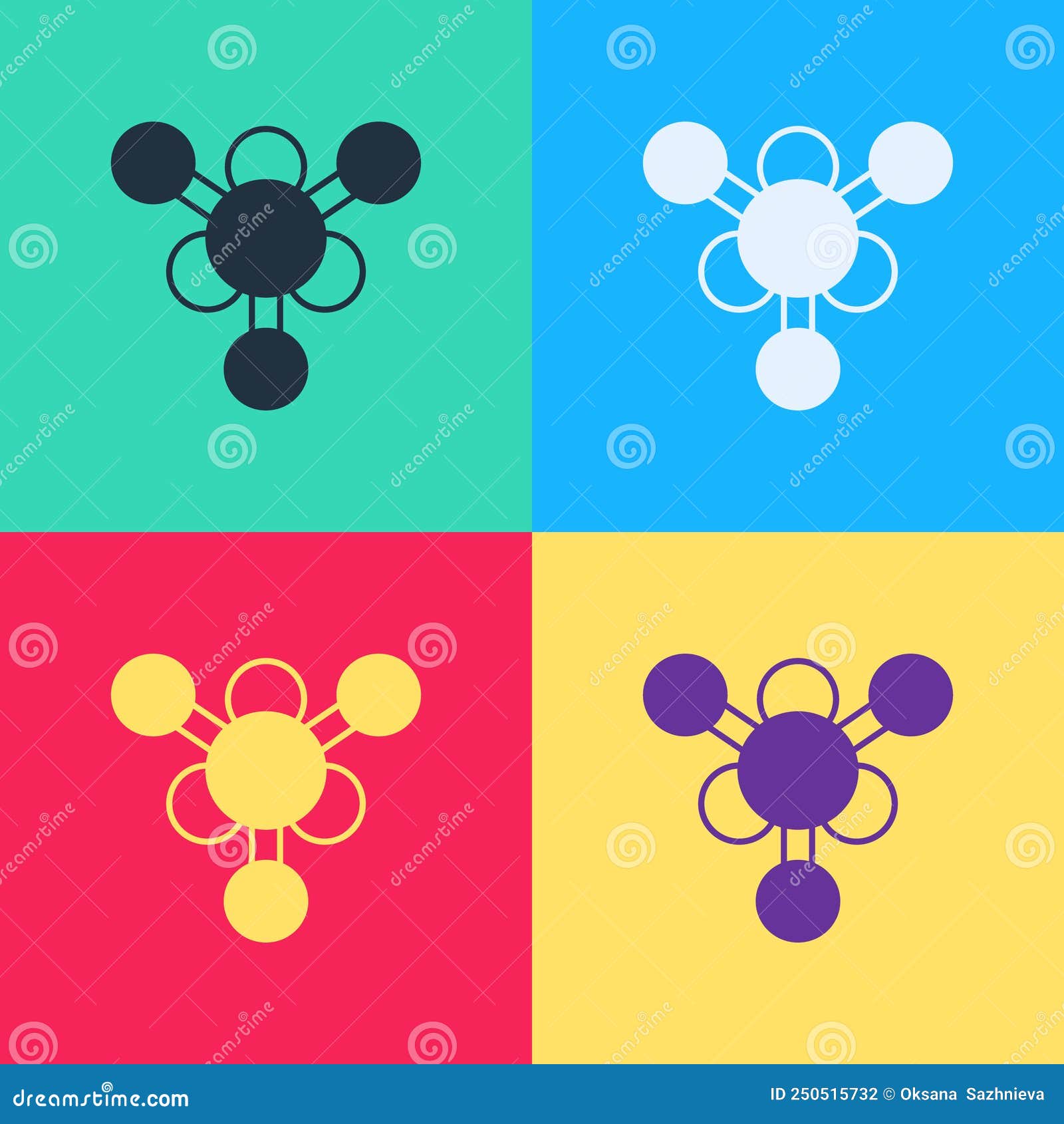 Pop Art Molecule Icon Isolated on Color Background. Structure of ...