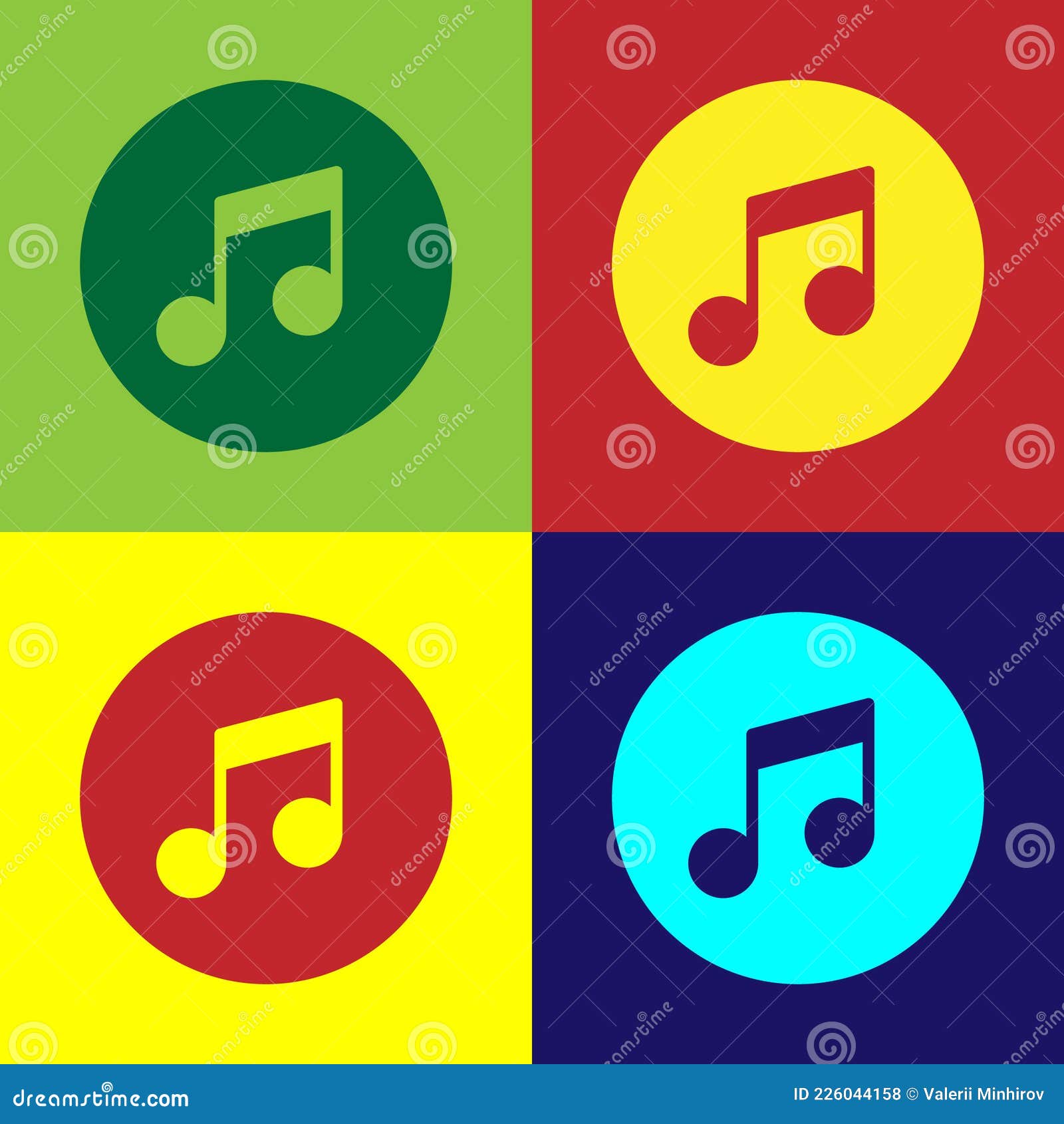 Pop Art Music Note, Tone Icon Isolated on Color Background. Vector ...