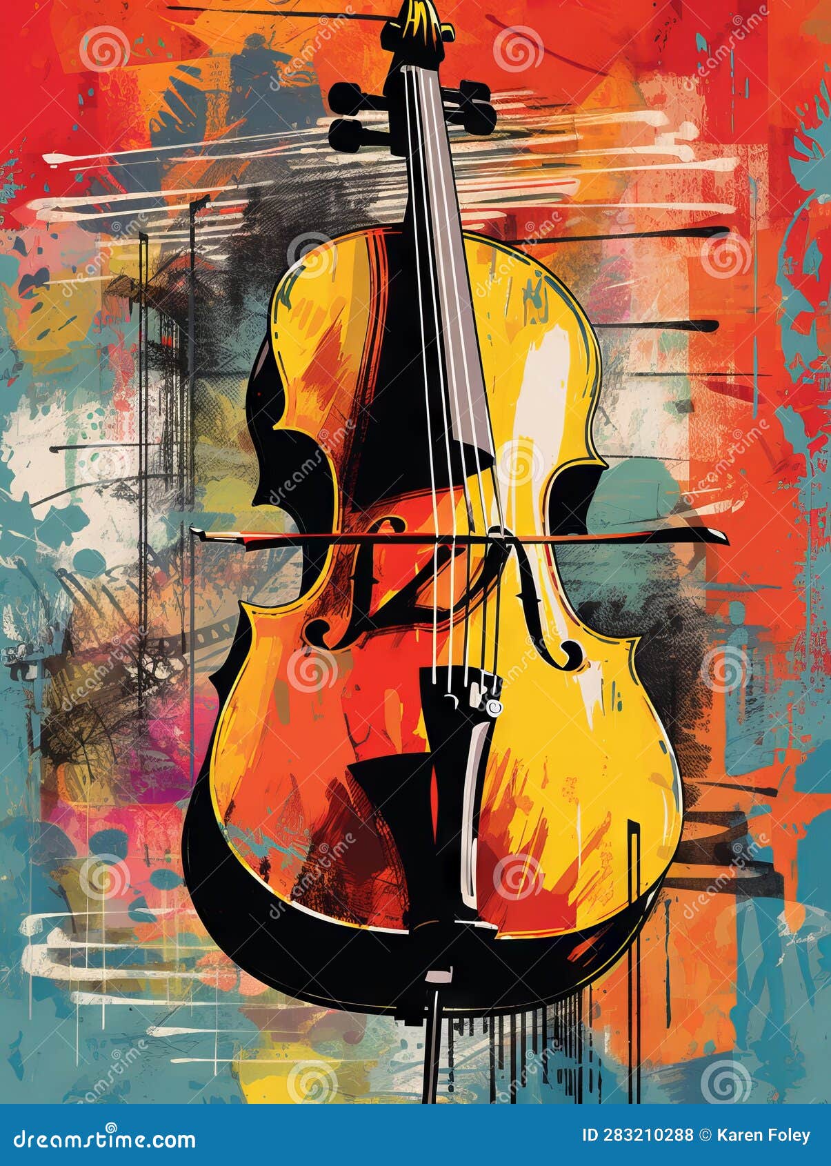 Pop Art Musical Instruments, Generative Ai Stock Illustration ...