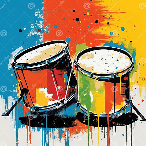 Pop Art Musical Instruments, Generative Ai Stock Illustration ...