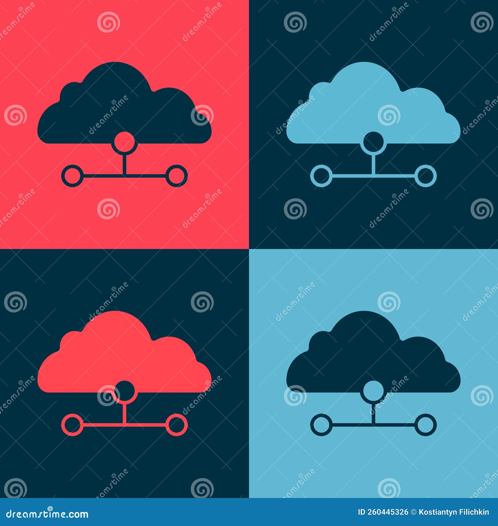 Pop Art Network Cloud Connection Icon Isolated on Color Background ...