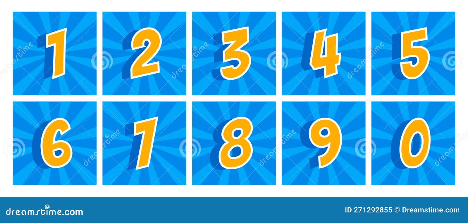 Pop Art Numbers Design Over Blue Comic Rays Background, Vector ...