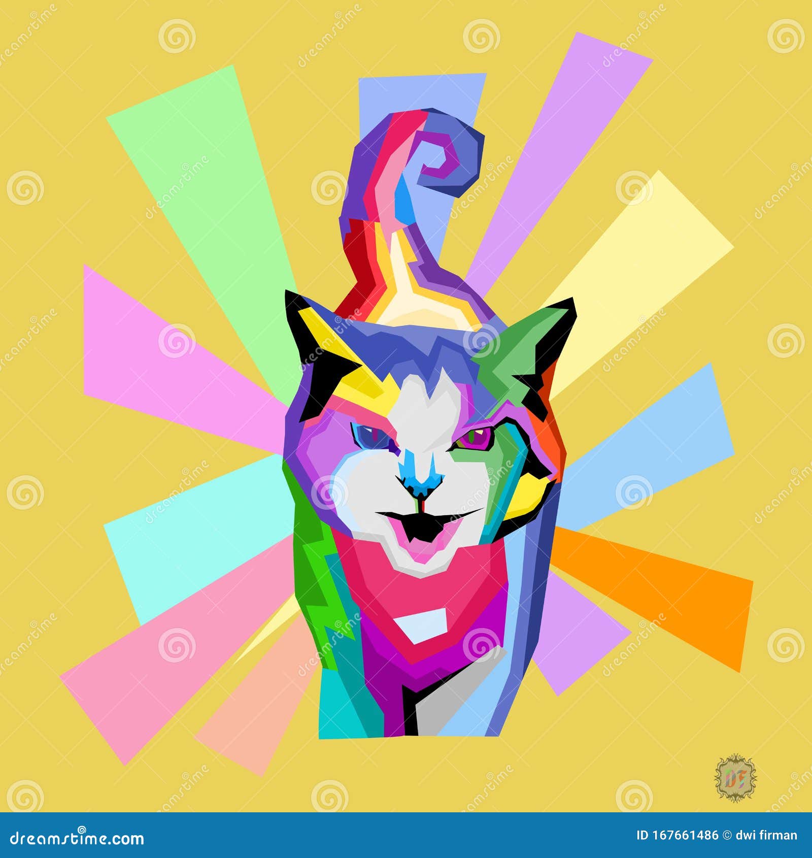 Pop Art O Wpap Di Un Collo Intero Di Gatto Fotografia Stock - Immagine ...