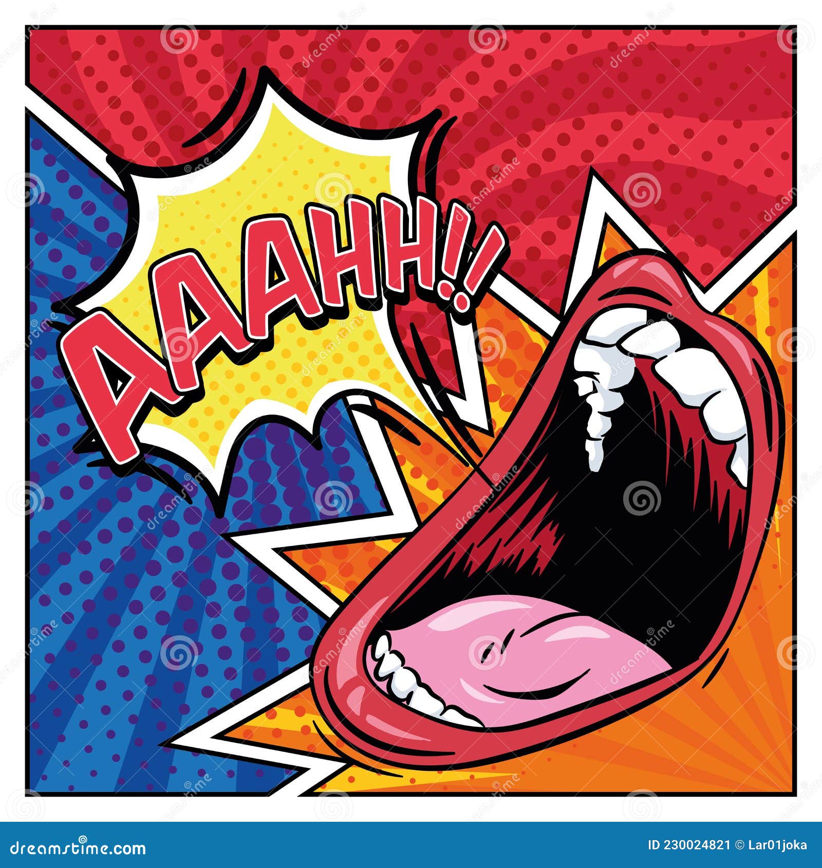 Pop Art Open Mouth on a Comic Page Stock Illustration - Illustration of ...