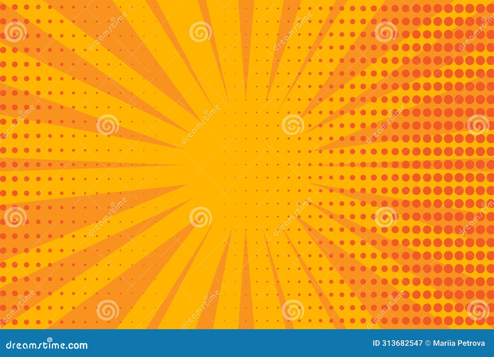 Pop Art Orange Comic Cover. Stripe and Dotted Bright Background in ...