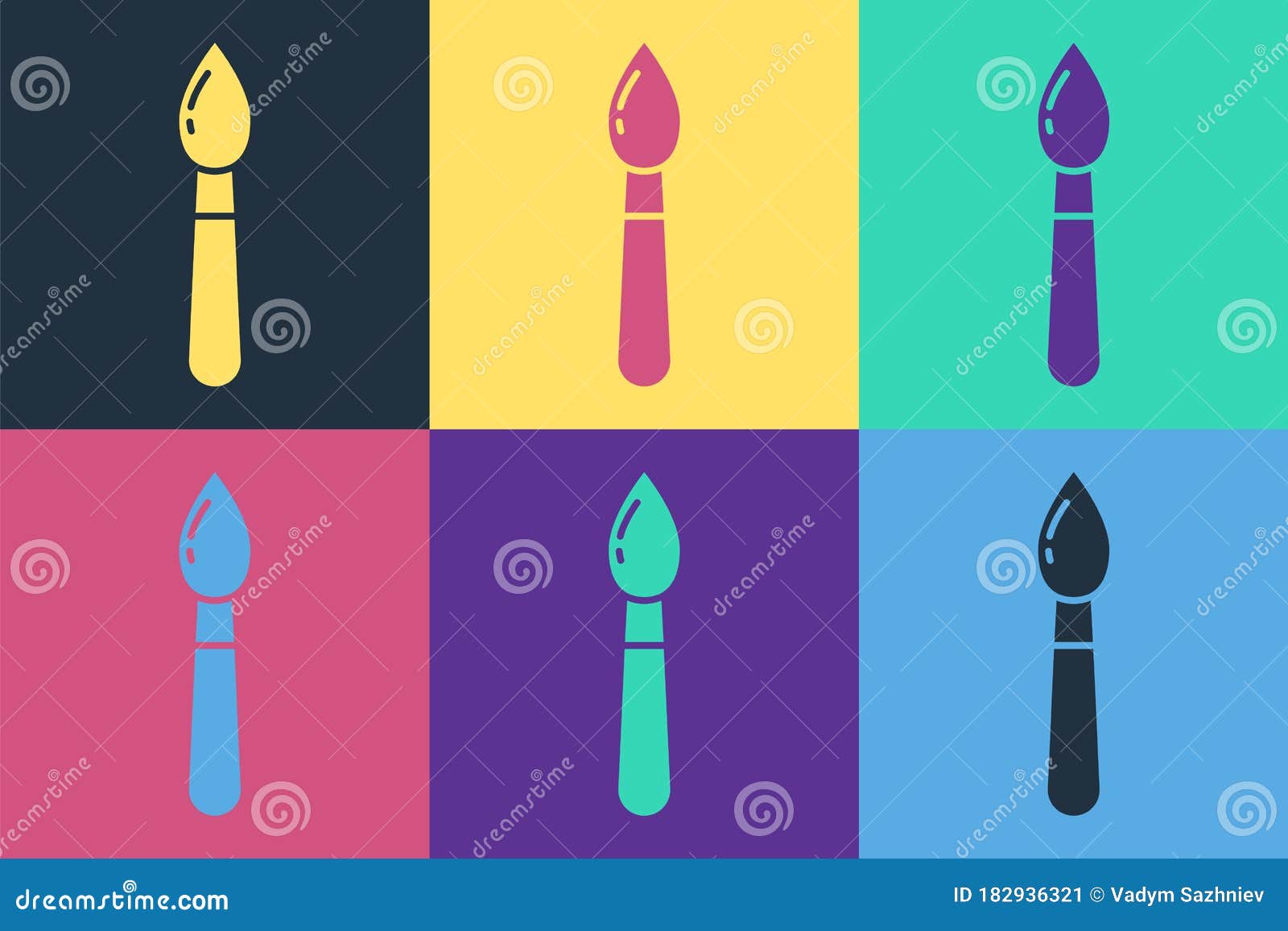 Pop Art Paint Brush Icon Isolated on Color Background. Vector Stock ...