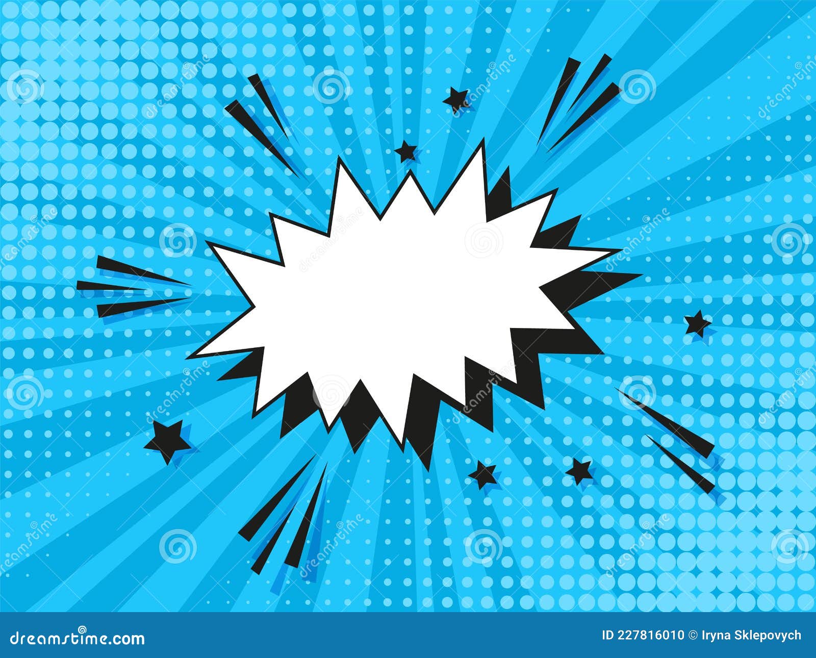 Pop Art Pattern. Comic Blue Halftone Background. Vector Illustration ...