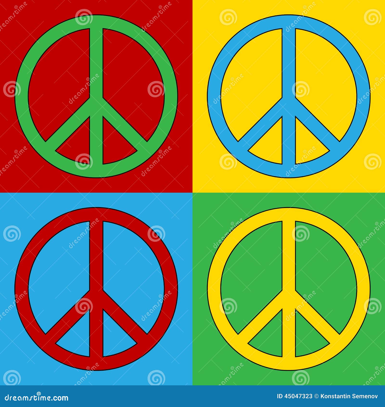 Pop art peace symbol icons stock vector. Illustration of peacemaker ...